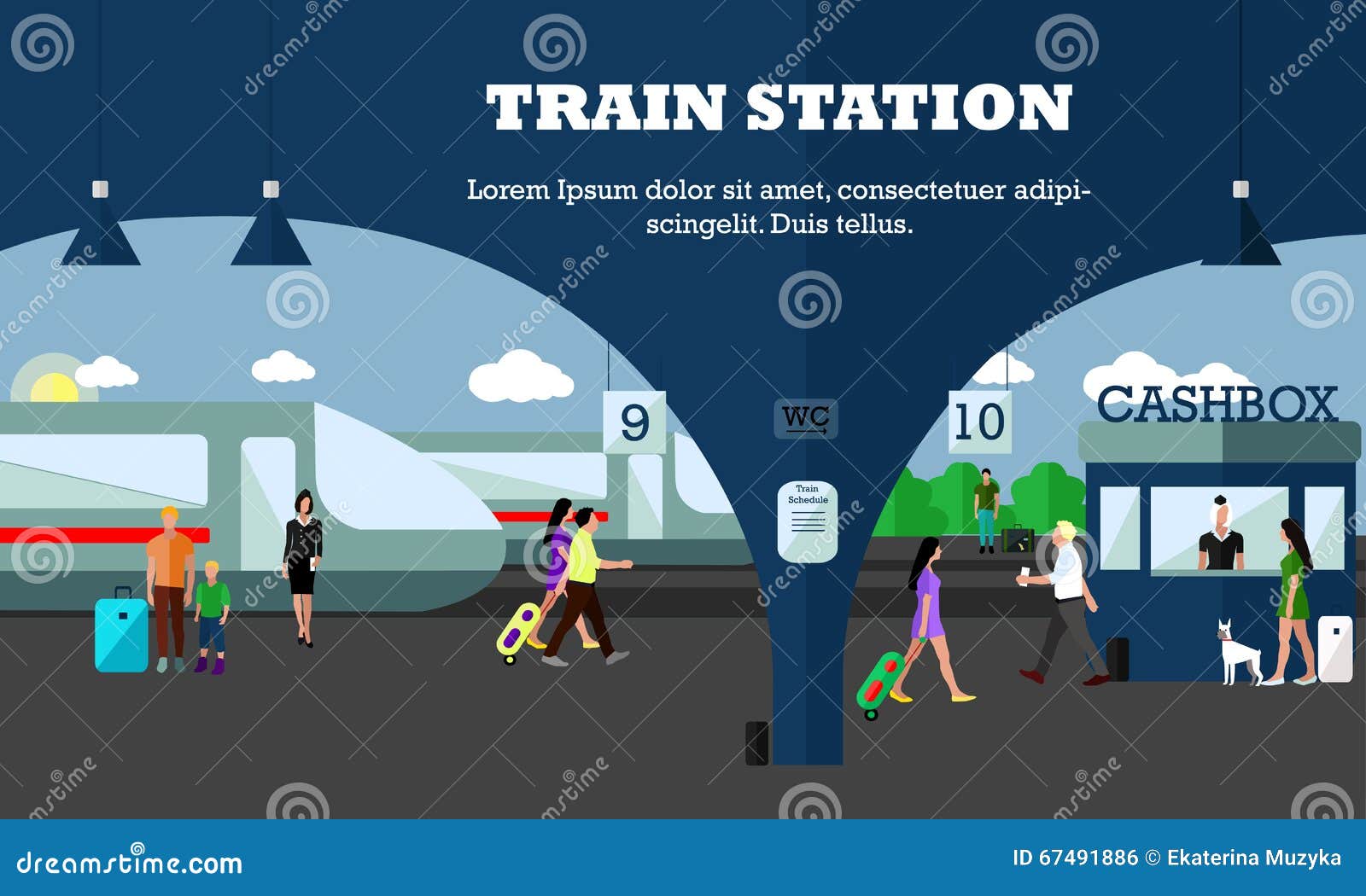 Mode of Transport Concept Vector Illustration. Railway Station Banner ...