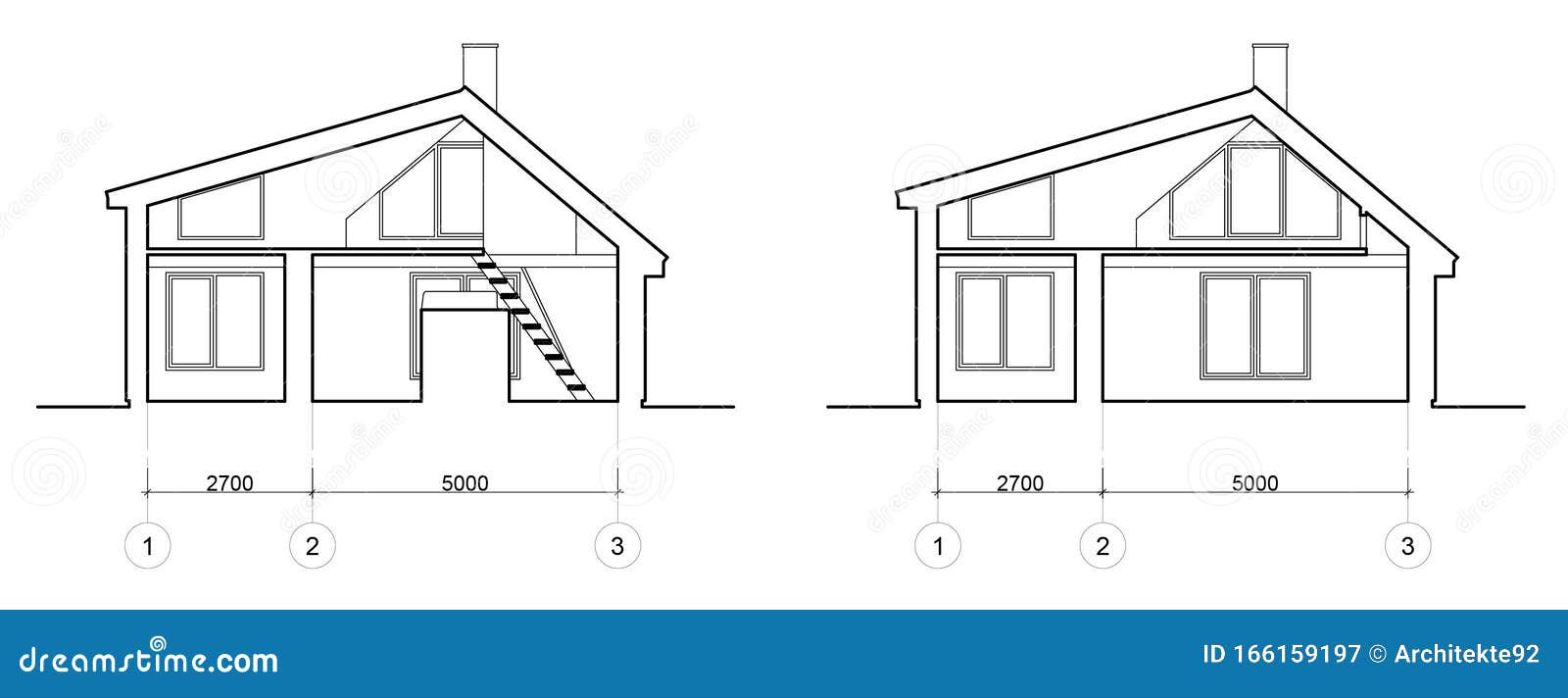 Simple Small Living House Sections Stock Vector - Illustration of ...