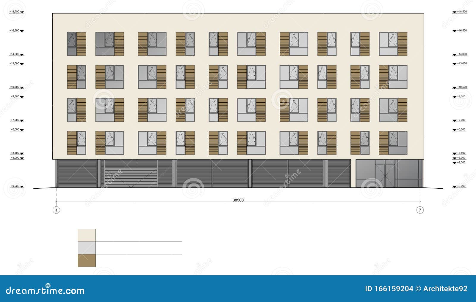 Five Floor Residential Building Facade Stock Vector - Illustration of ...