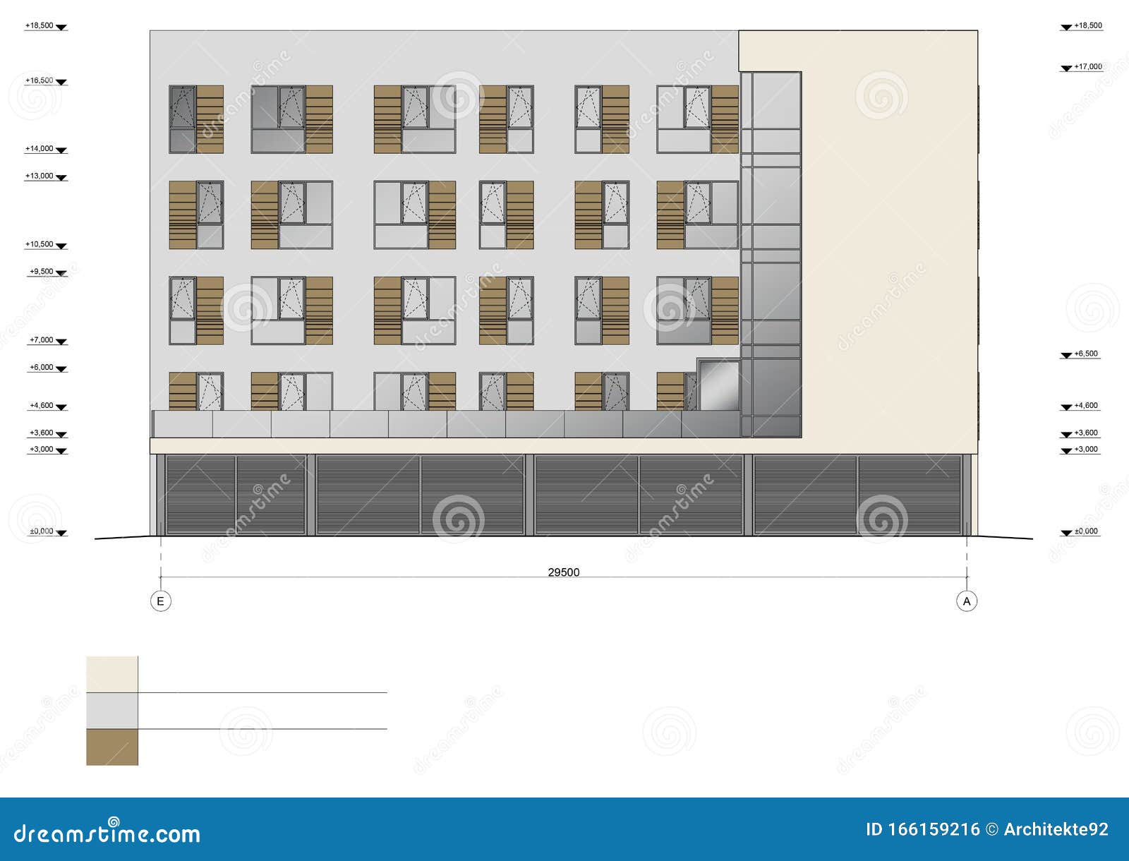 Five Floor Residential Building Facade Stock Vector - Illustration of ...
