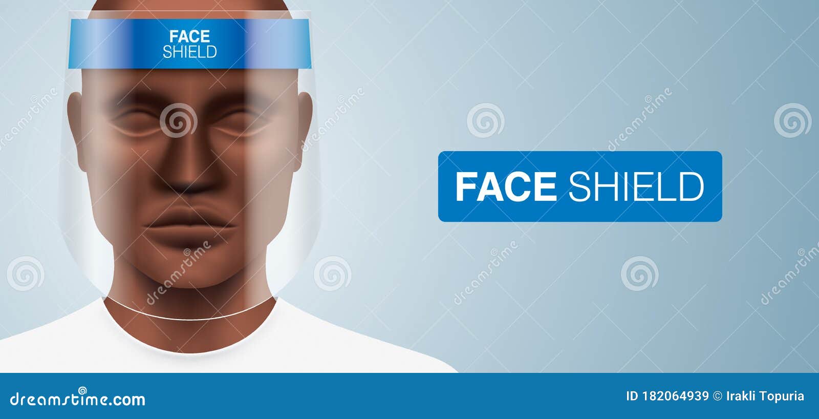 African American Man with a Plastic Face Shield. Stock Vector ...