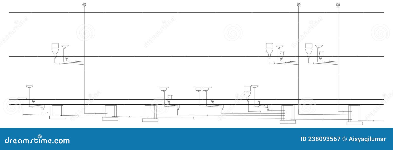 CAD Drawing Construction of Plumbing and Sewerage Single Line Diagram ...