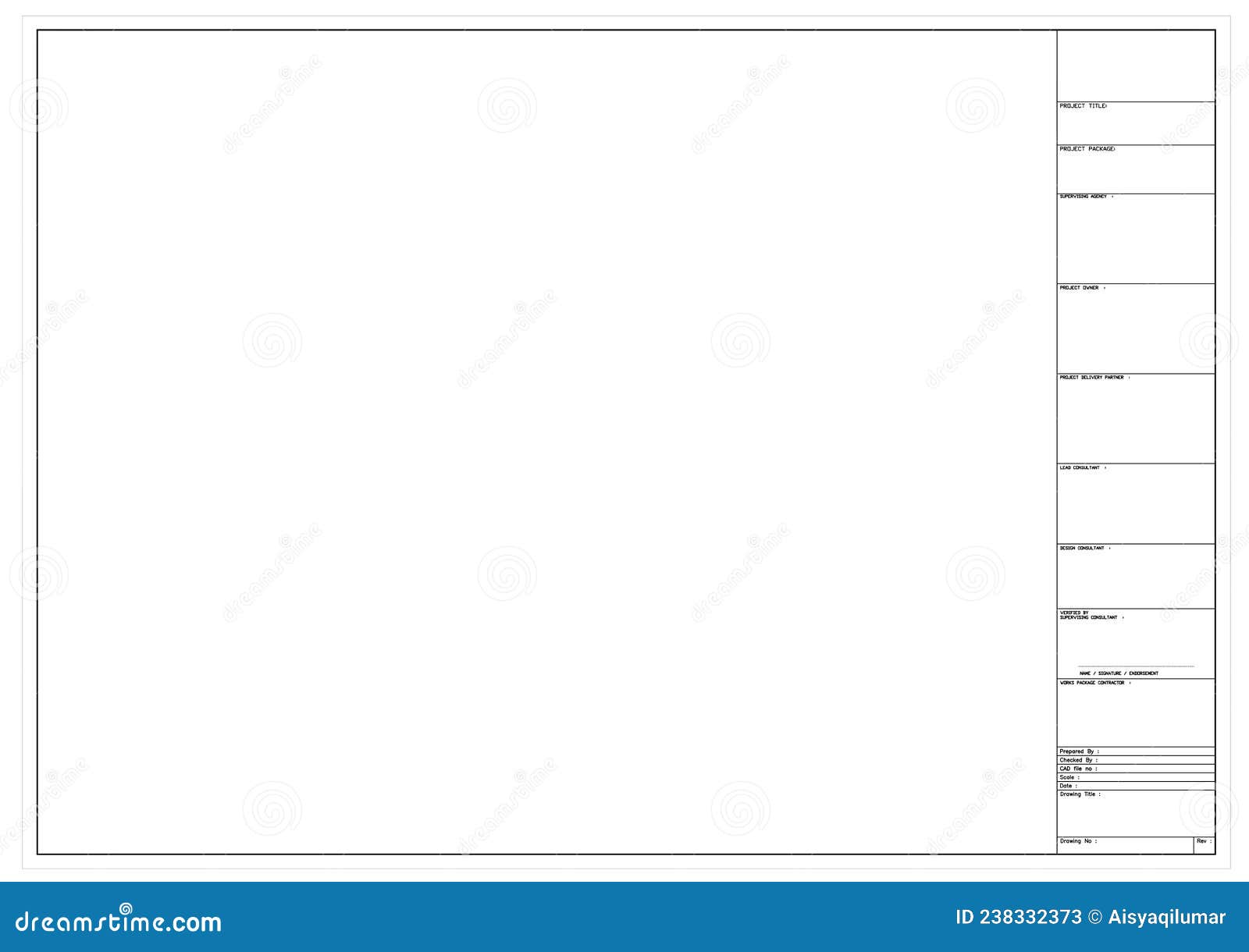 Technical Drawing Title Block Drawing. Drawn Using CAD and in 2D Stock ...