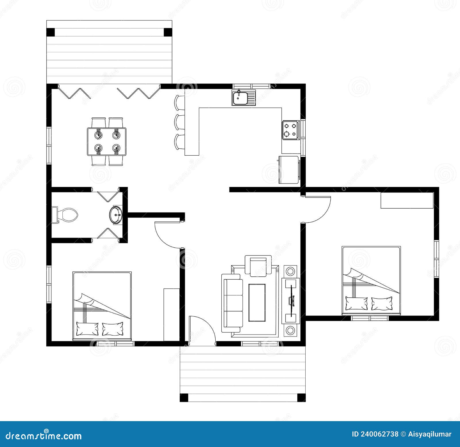 One Bedroom Layout Floor Plan. Cartoon Vector | CartoonDealer.com ...