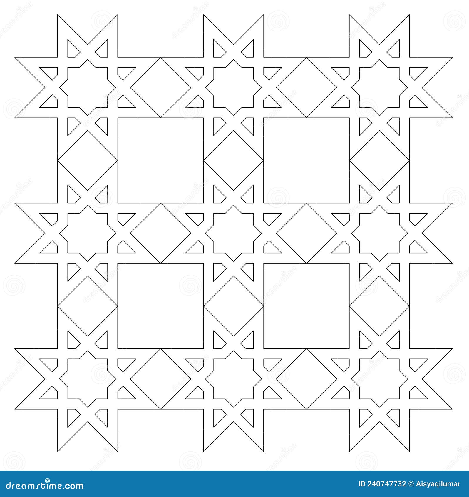 Black and White 2D CAD Drawing of Islamic Geometric Pattern. Stock ...