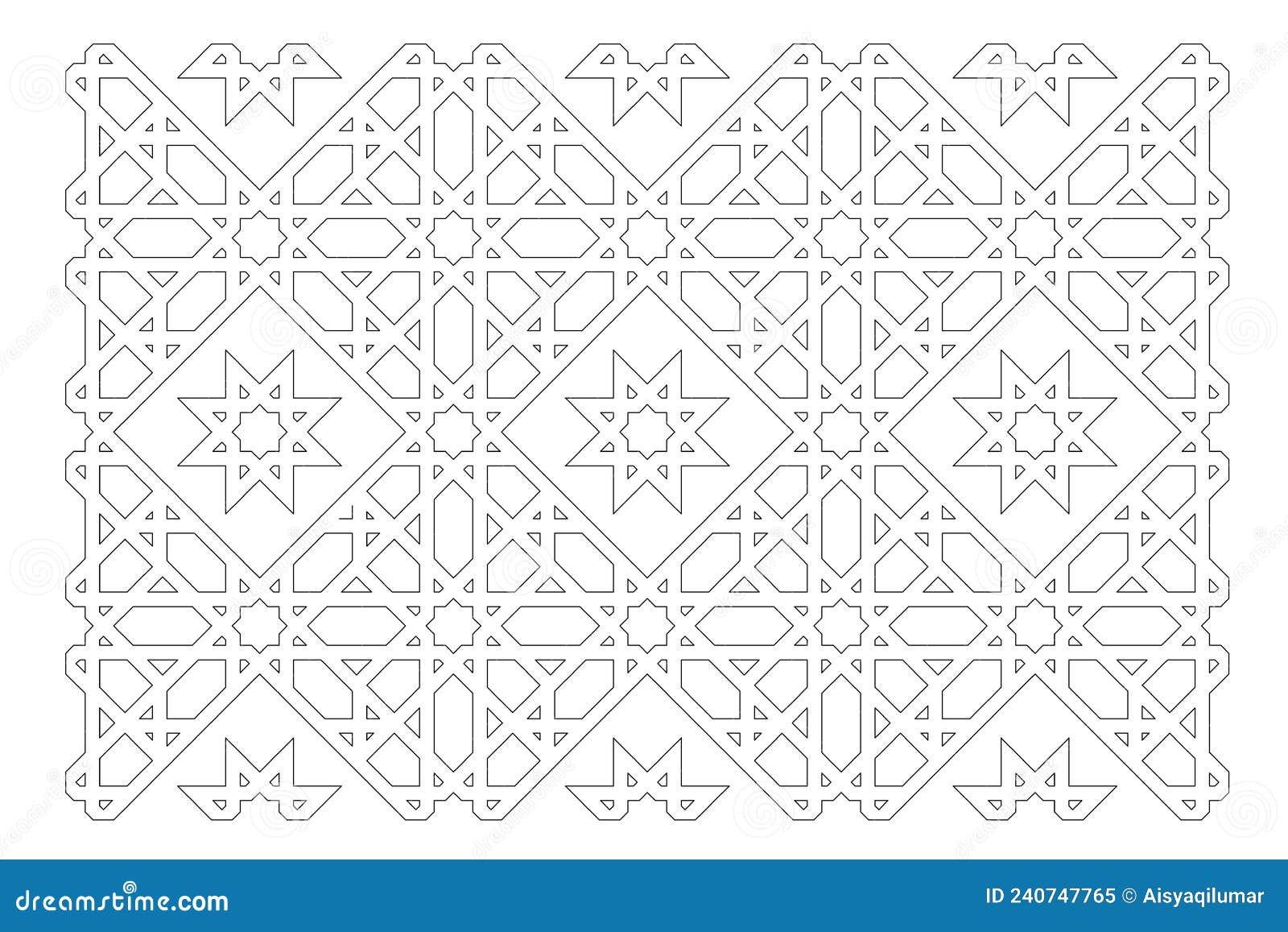 Black and White 2D CAD Drawing of Islamic Geometric Pattern. Stock ...