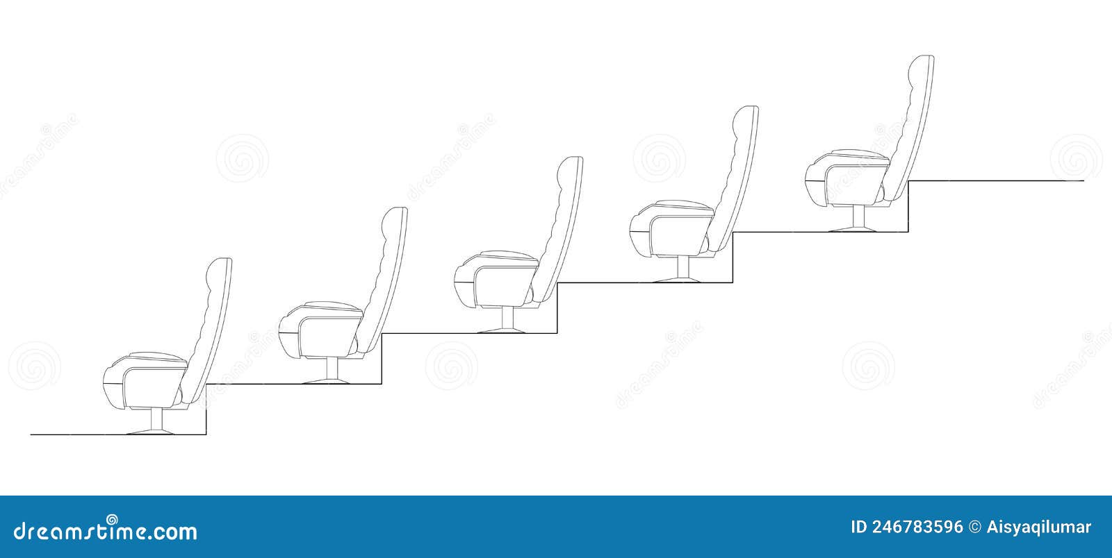 Side Elevation of an Auditorium or Cinema Seats Installed on the ...