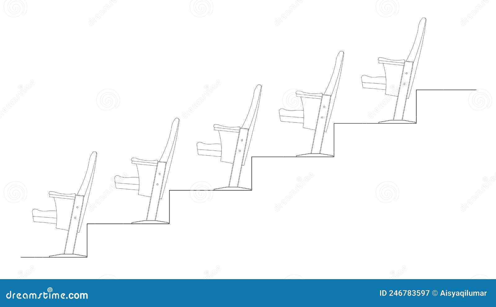 Side Elevation of an Auditorium or Cinema Seats Installed on the ...