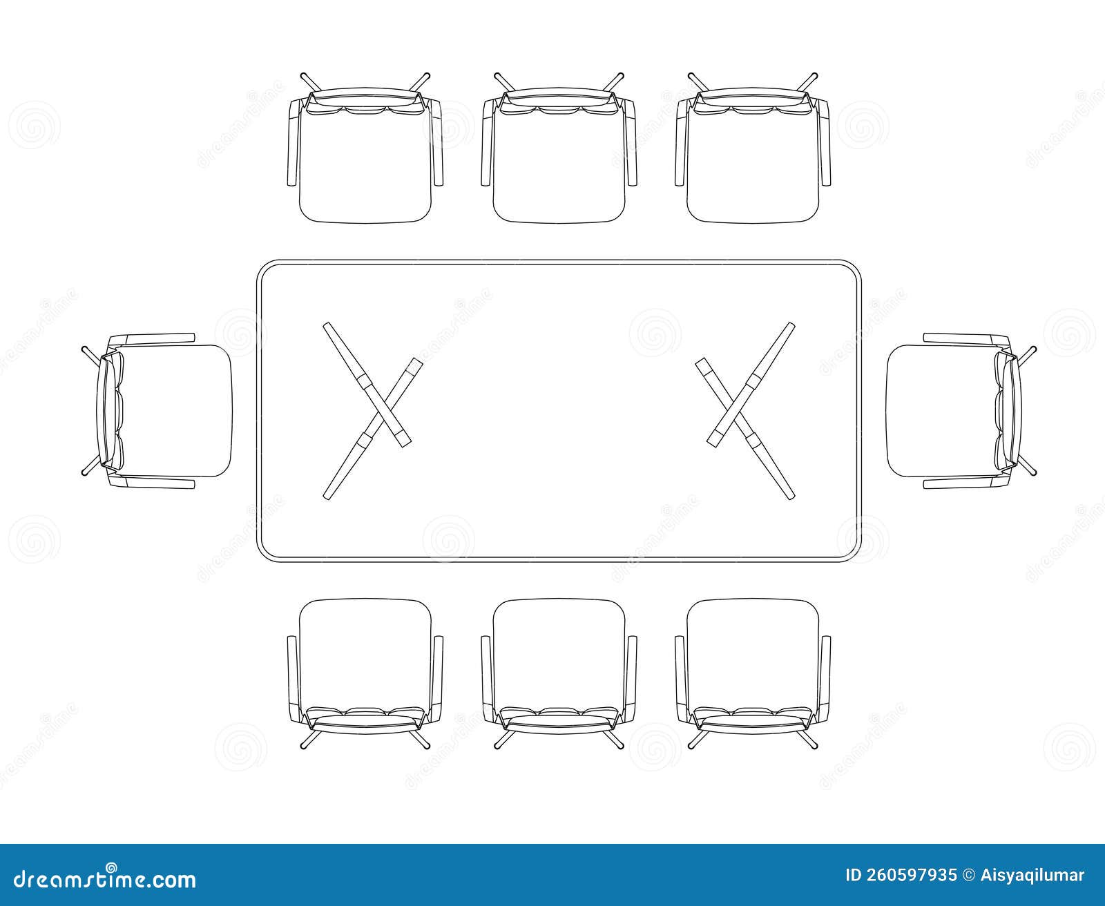 Graphic Drawing of a Meeting or Conference Table with Chairs from Above ...
