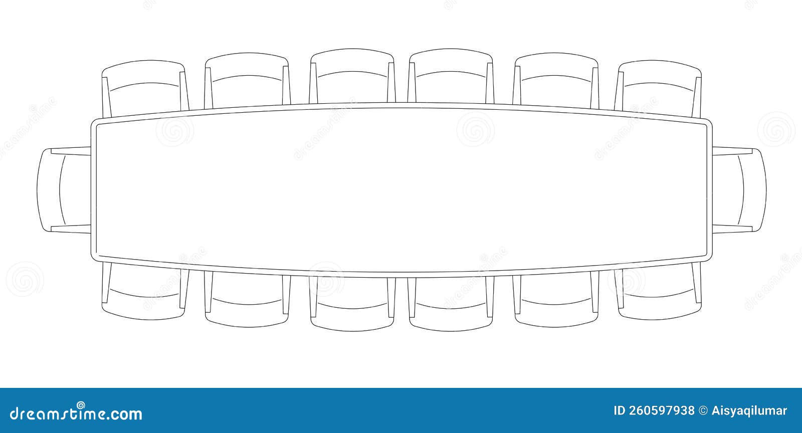 Graphic Drawing of a Meeting or Conference Table with Chairs from Above ...