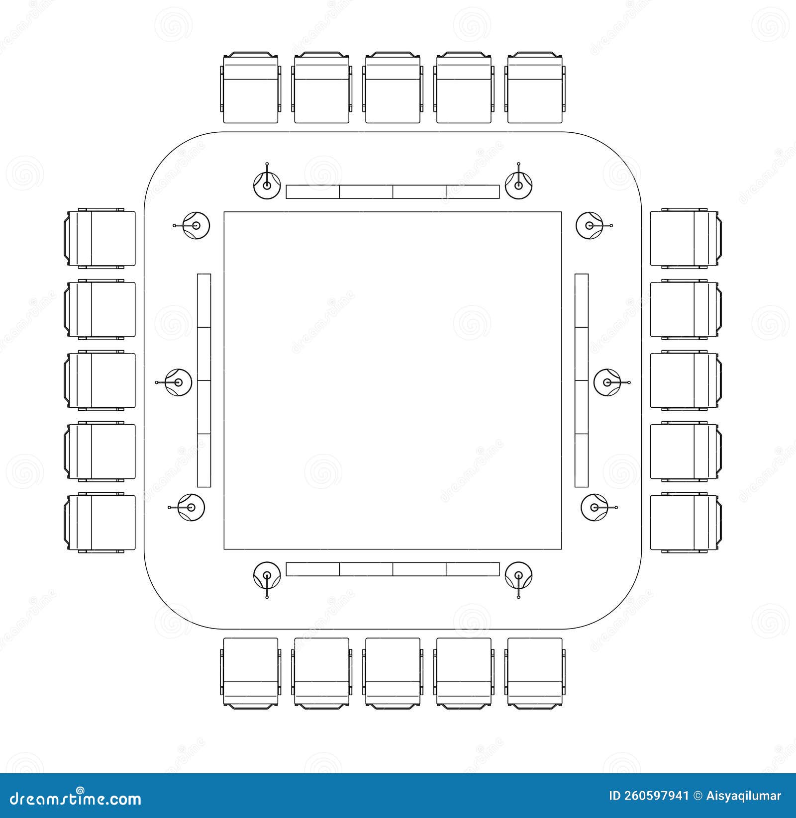 Graphic Drawing of a Meeting or Conference Table with Chairs from Above ...