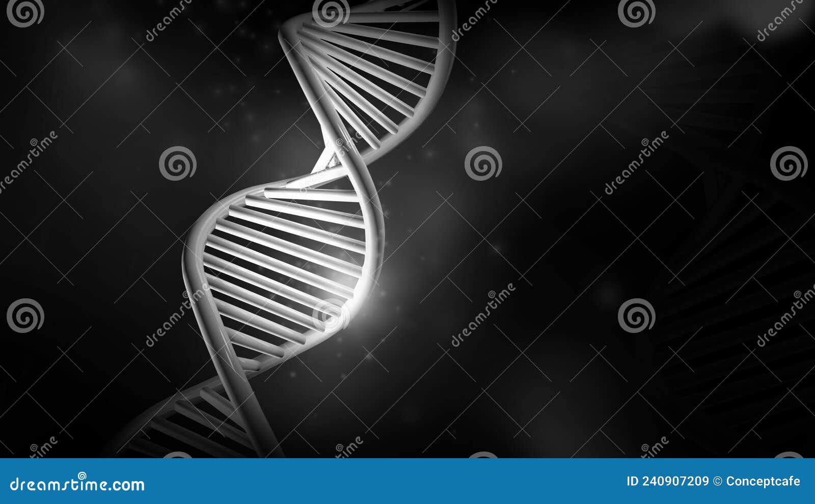 DNA Double Helix Model on a Black Background, 3D Render. Stock ...