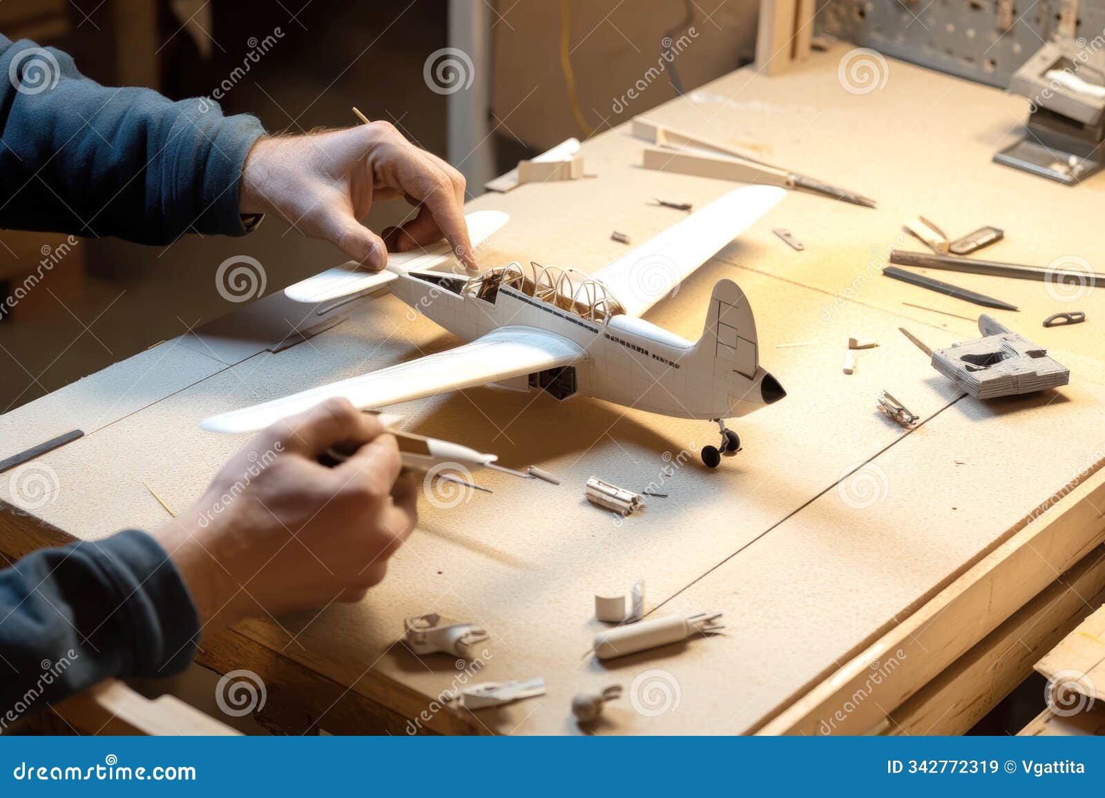 Model Airplane Construction Workshop Precision Hobby Craft and Design Stock Image - Image of ...