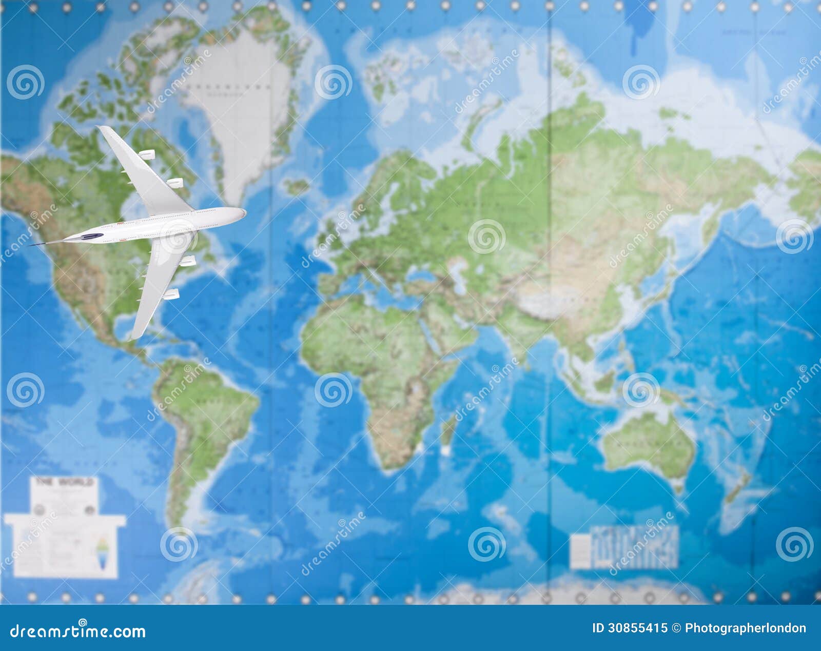 Model Airplane On Paper Background Opens A World Map Royalty-Free Stock ...