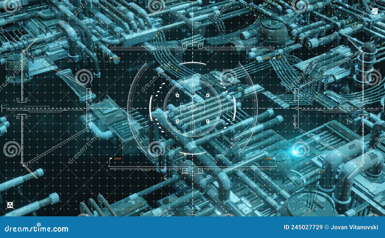 Model of Alien Sci-fi City with Optical Flares and HUD Stock ...