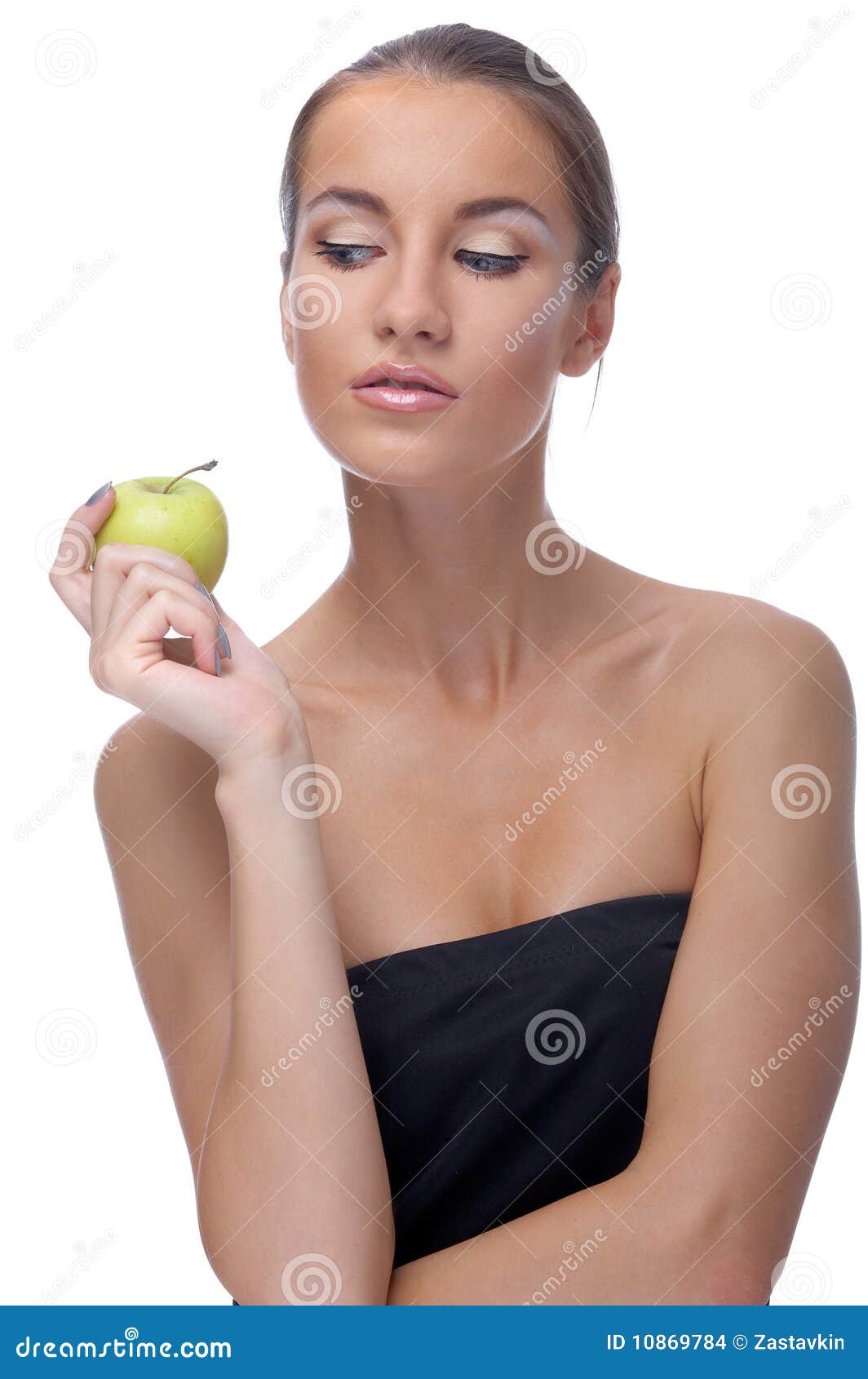 Model with apple stock photo. Image of makeup, beauty - 10869784