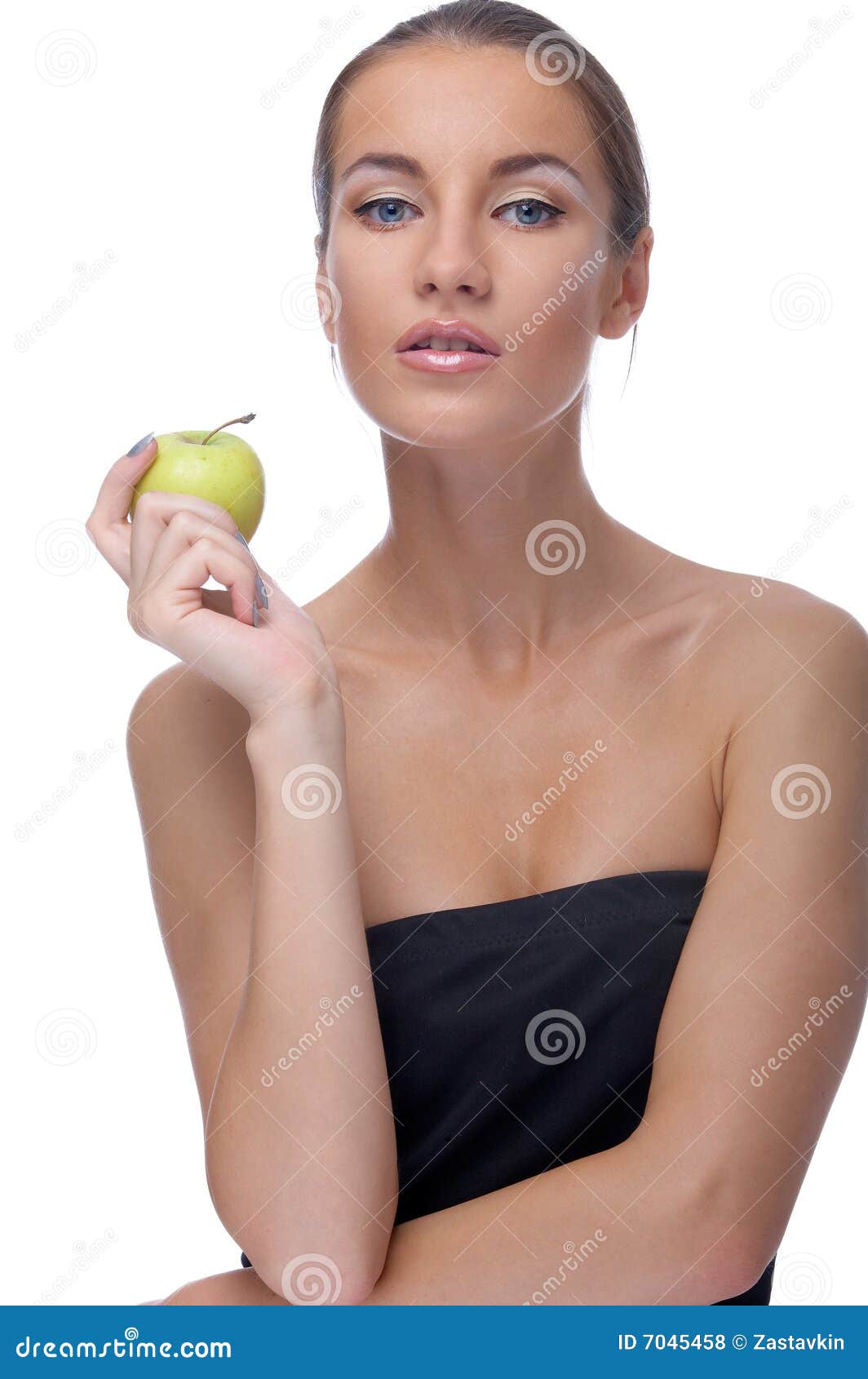 Model with apple stock photo. Image of hair, model, adult - 7045458