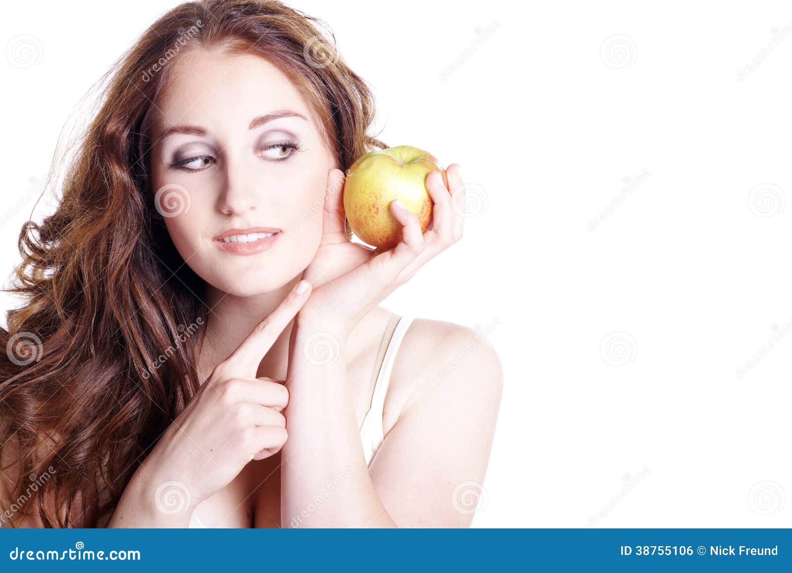 Model with apple stock photo. Image of juice, figure - 38755106
