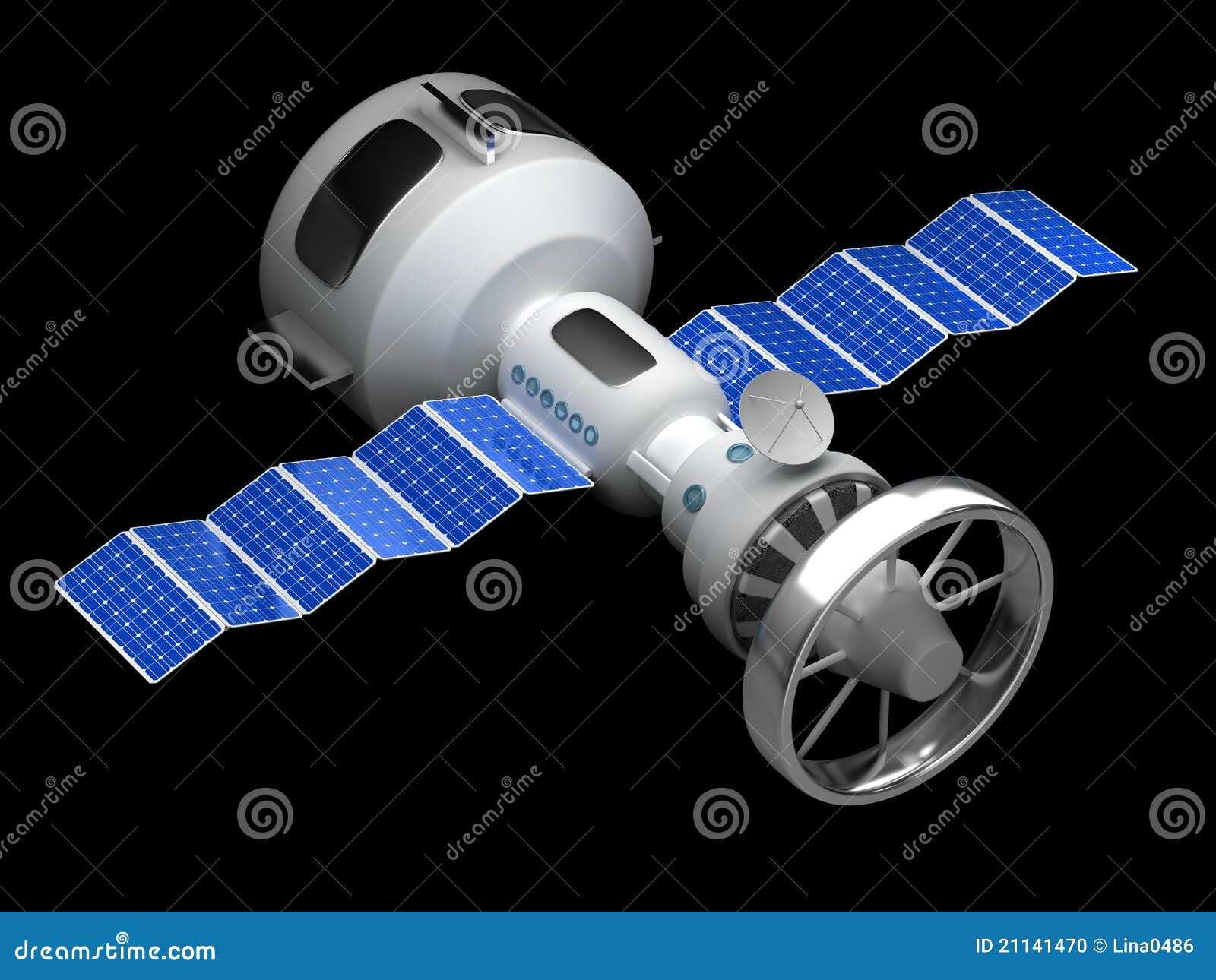 Model of an Artificial Satellite Stock Illustration - Illustration of ...