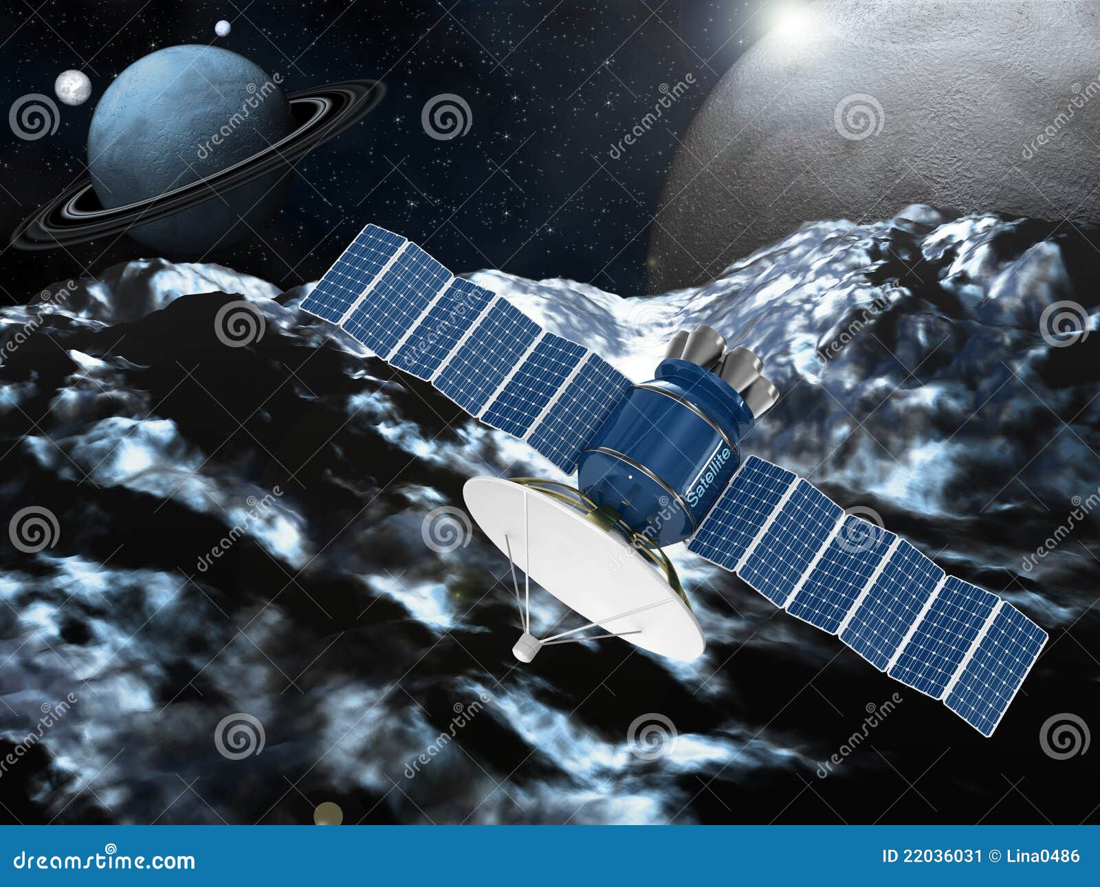 Model of an Artificial Satellite Stock Illustration - Illustration of ...