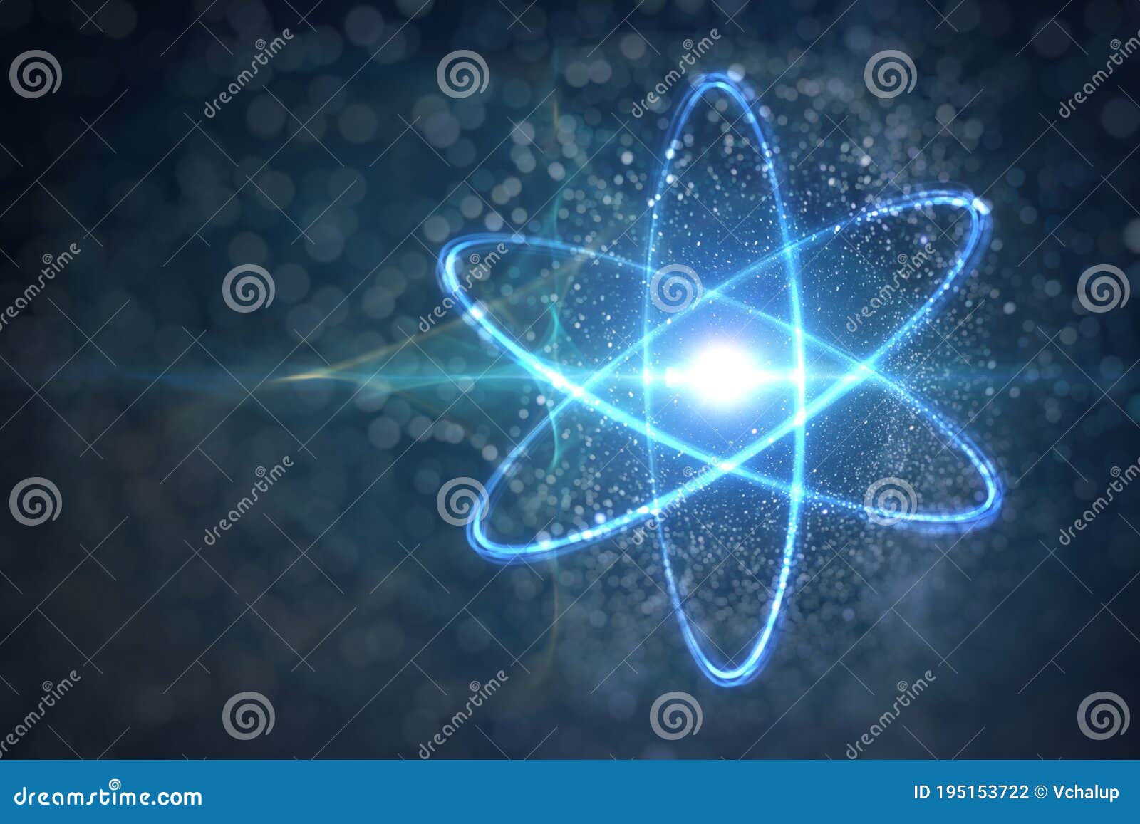 Model of Atom and Elementary Particles. Physics Concept. 3D Rendered ...