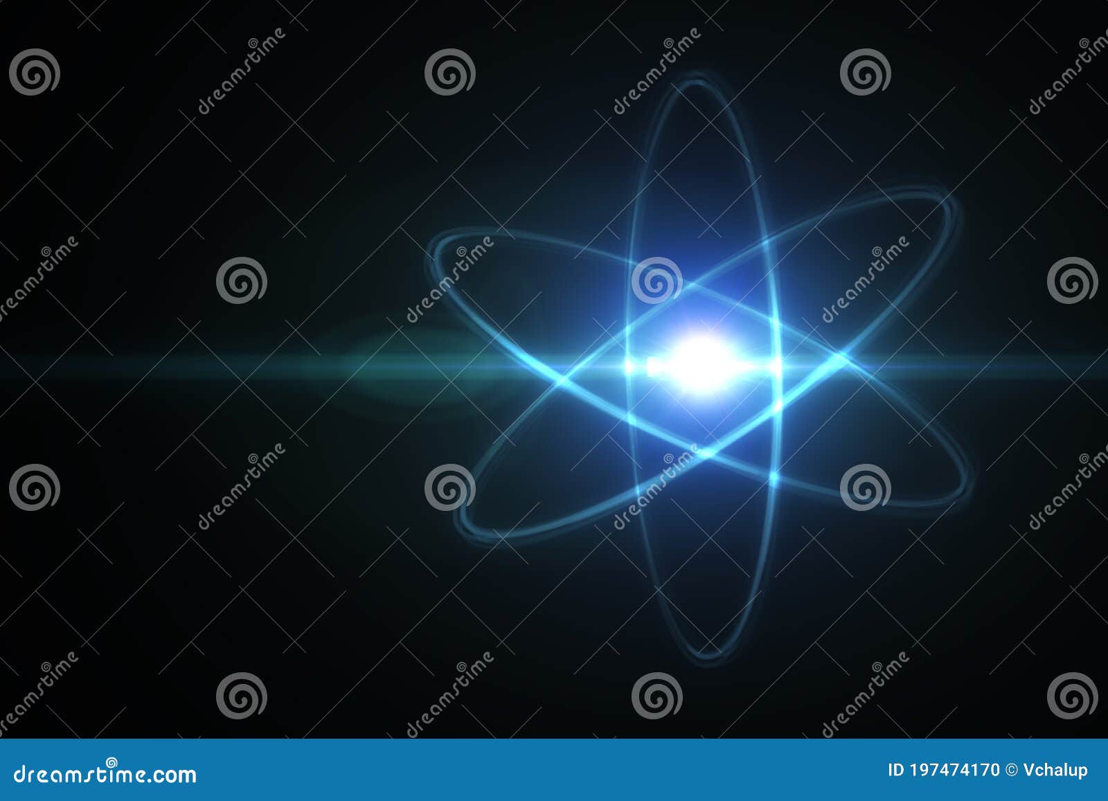Model of Atom and Elementary Particles. Physics Concept. 3D Rendered ...