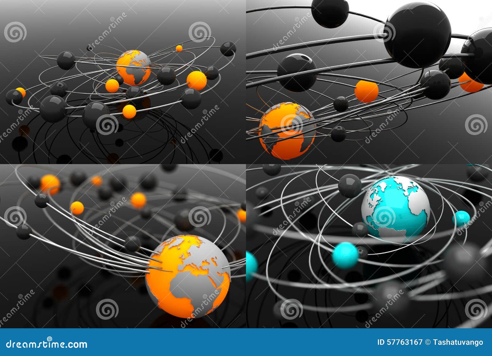Model Atom with Globe - Set of 3D Illustrations Stock Illustration ...