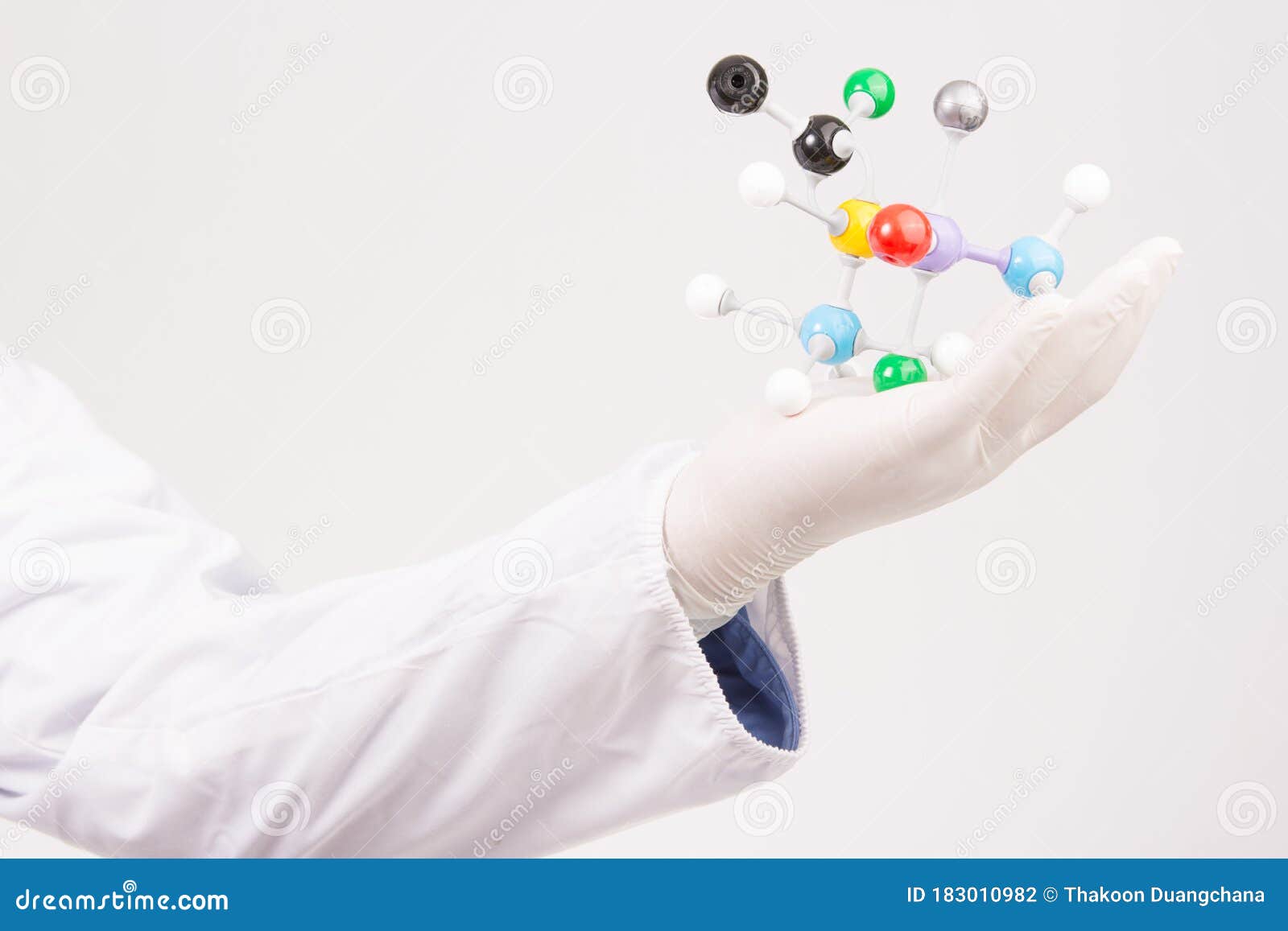 Model Atom on Hand with White Background Stock Photo - Image of ...