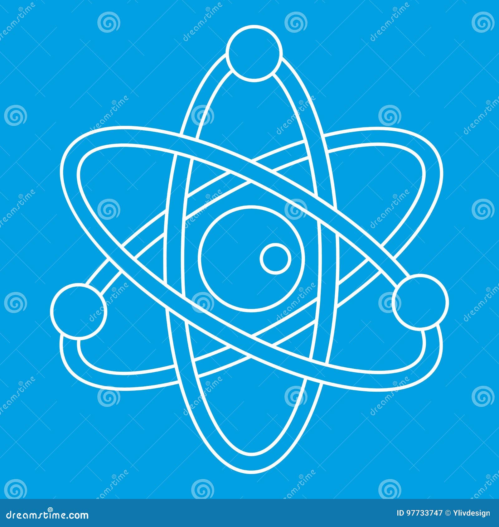 Model of Atom Icon, Outline Style Stock Vector - Illustration of ...
