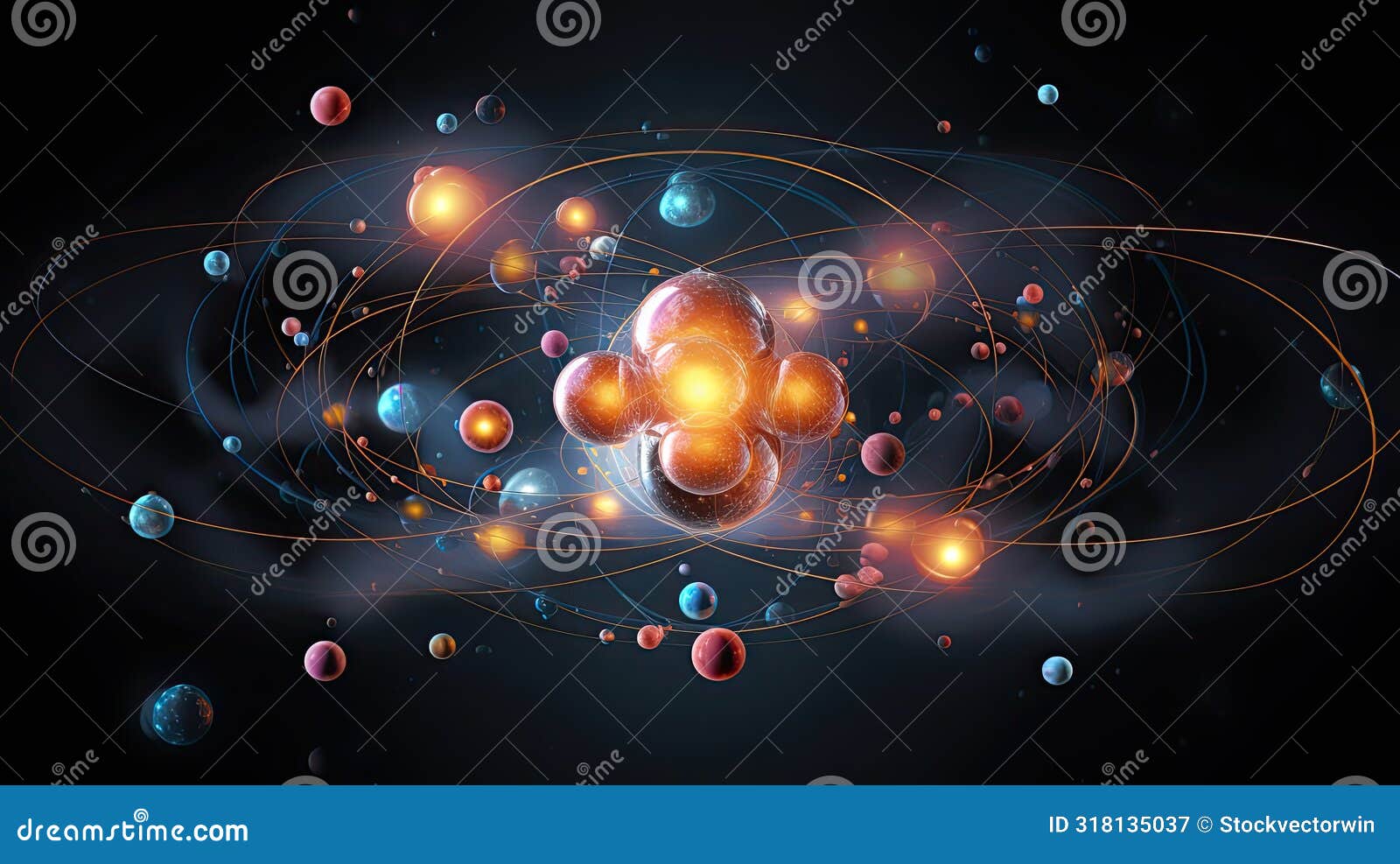 Model atom illustration stock illustration. Illustration of particles ...