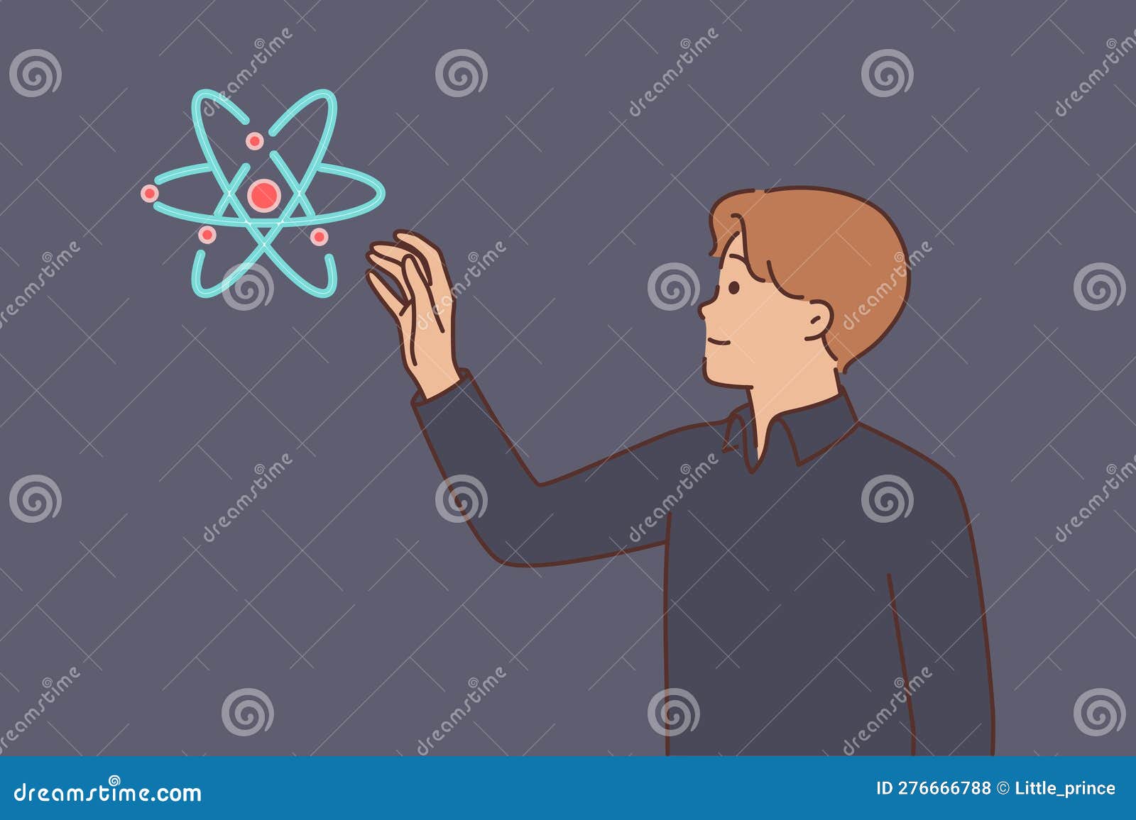 Model Of Atom Or Molecule Near Man Stretching Hand To Scientific ...