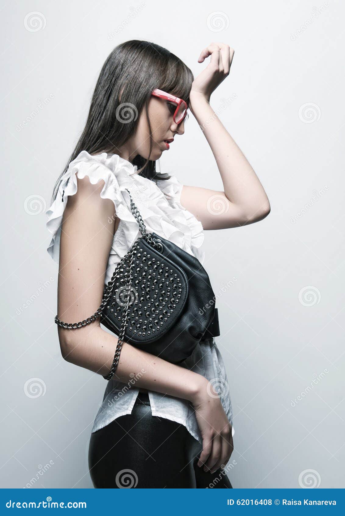 Model with Bag. Posing in the Studio Stock Photo - Image of elegant ...
