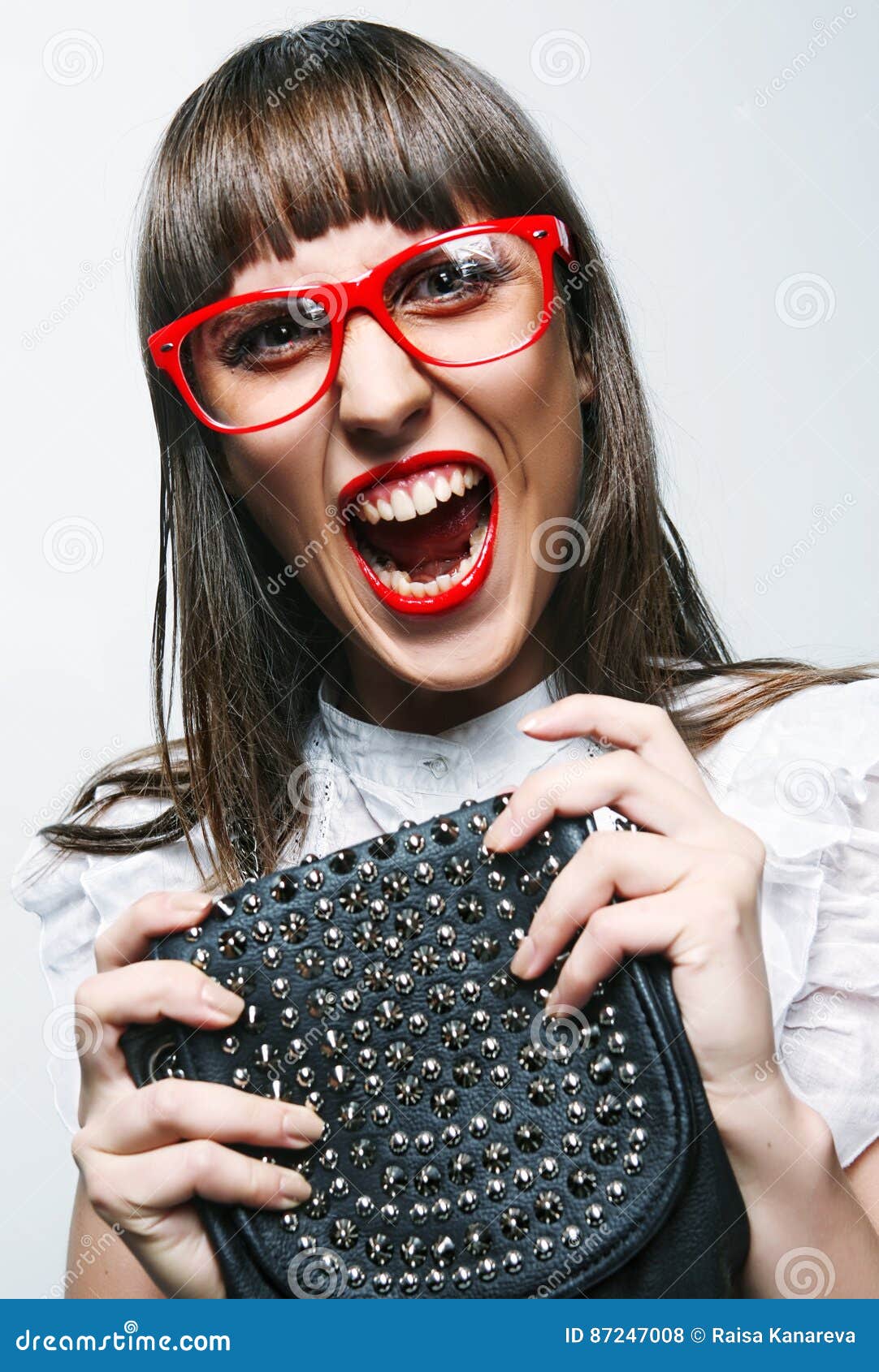 Model with Bag. Posing in the Studio Stock Photo - Image of fashion ...