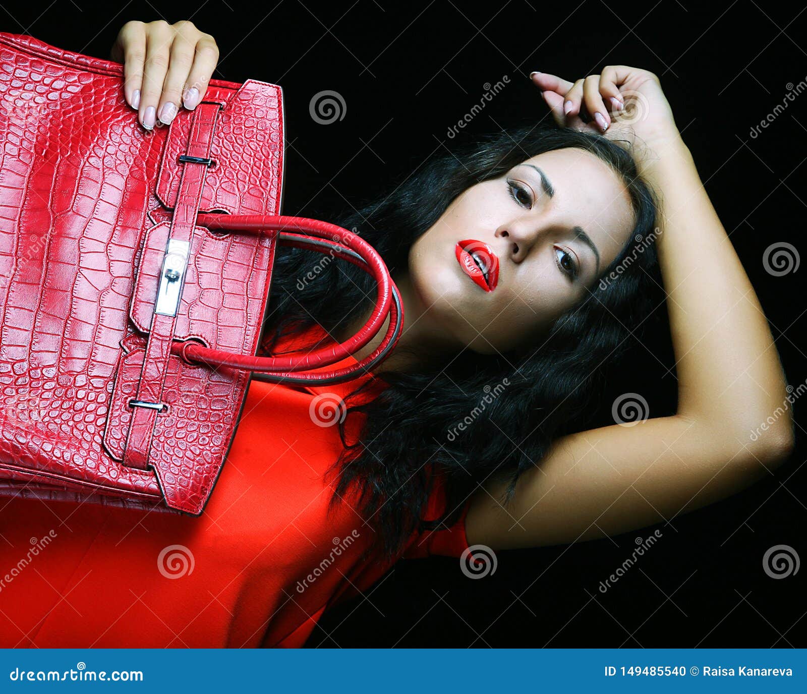 Model with Bag. Posing in the Studio Stock Photo - Image of beauty ...