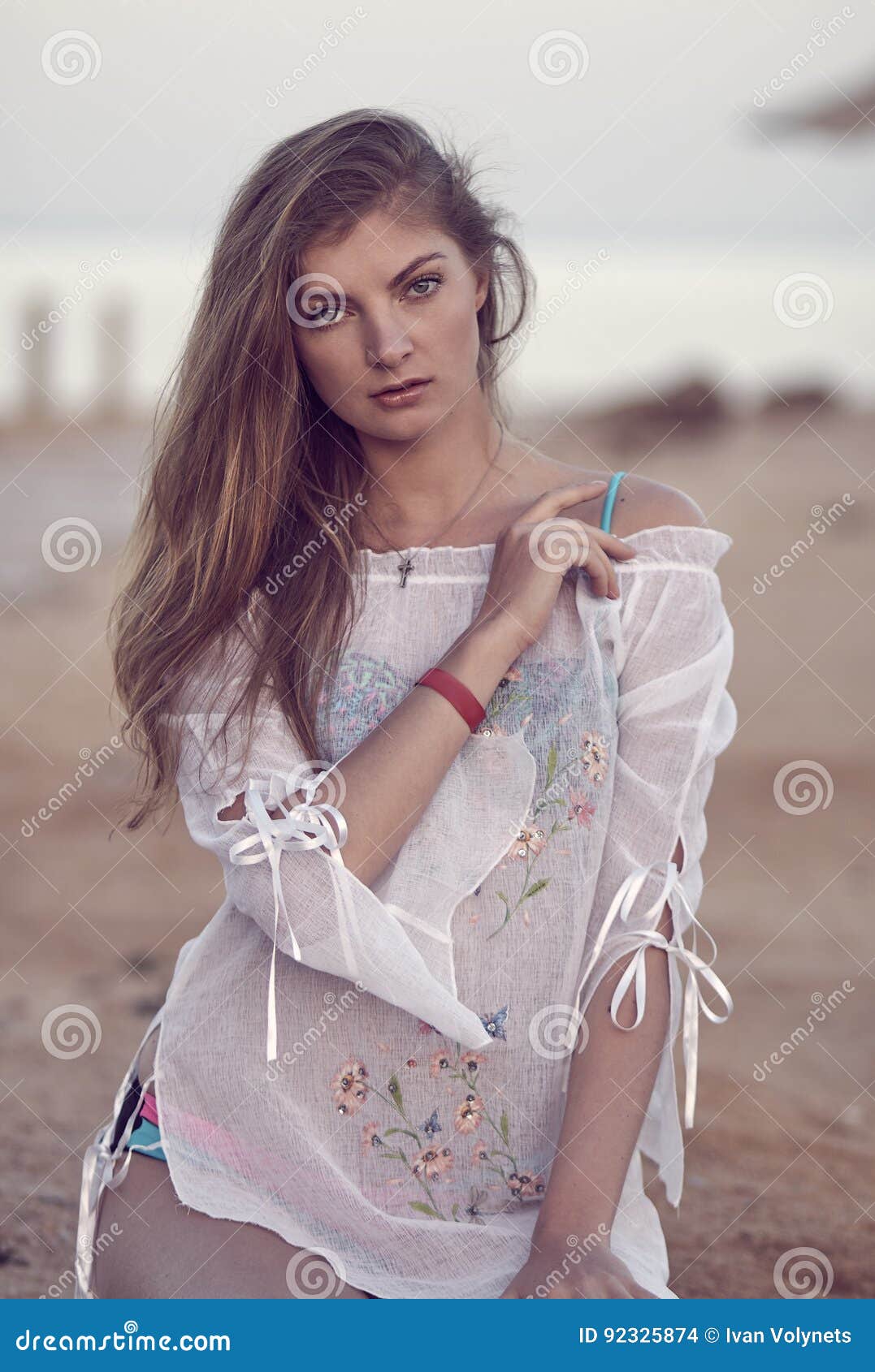 Model on the beach stock photo. Image of beauty, portrait - 92325874