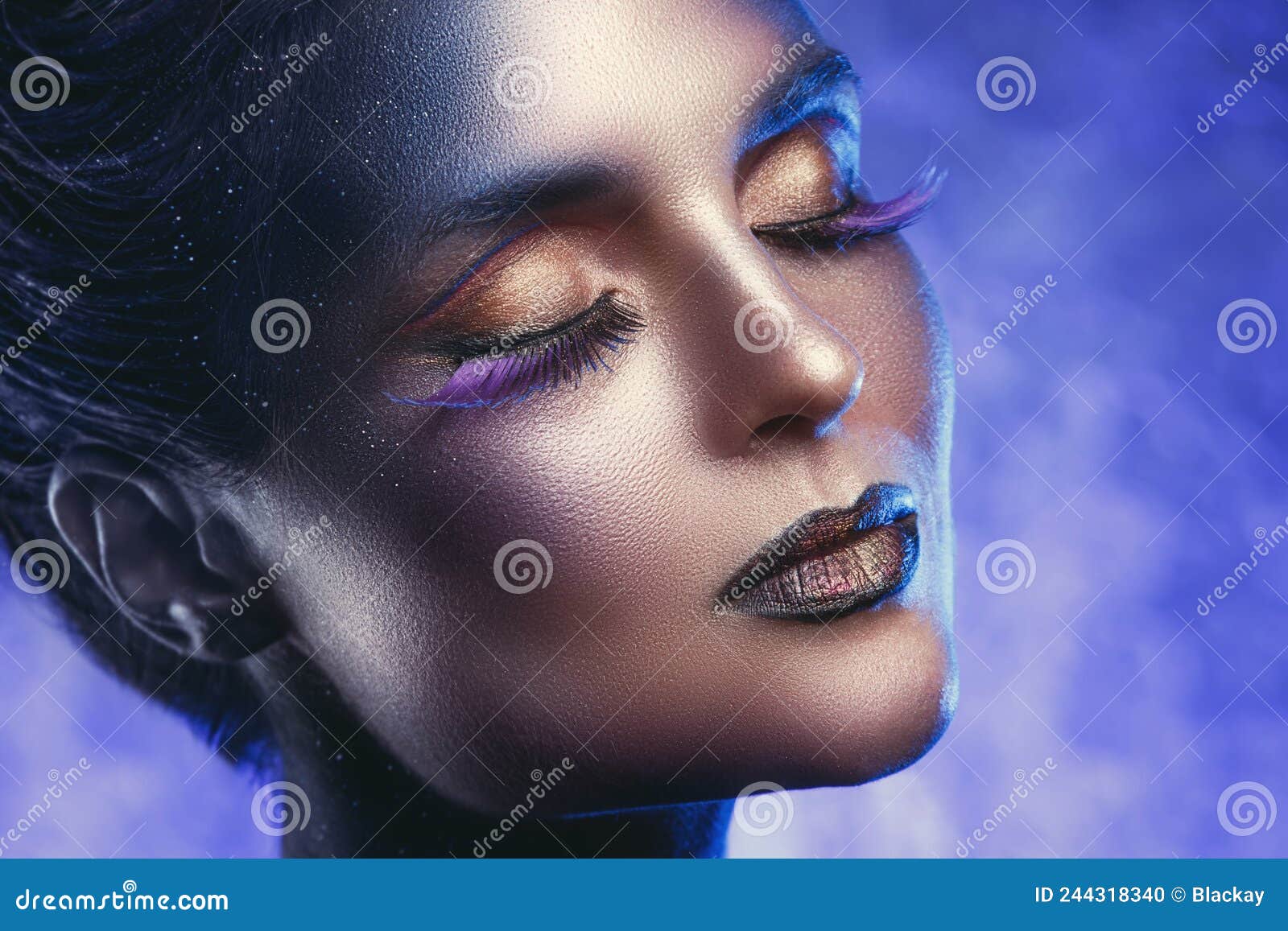 Model with a Beautiful and Creative Vivid Makeup Stock Photo - Image of ...