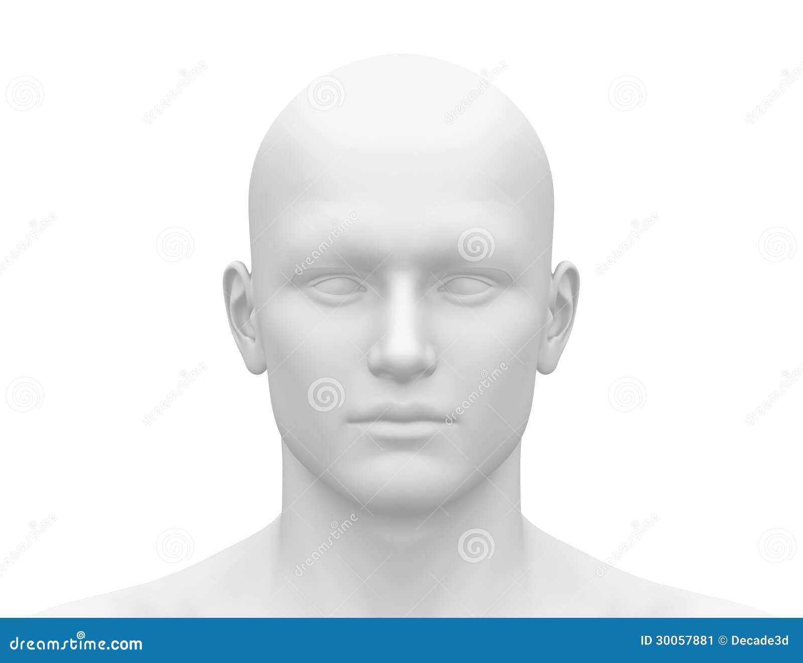 Blank White Male Head - Front View Stock Illustration - Illustration of ...