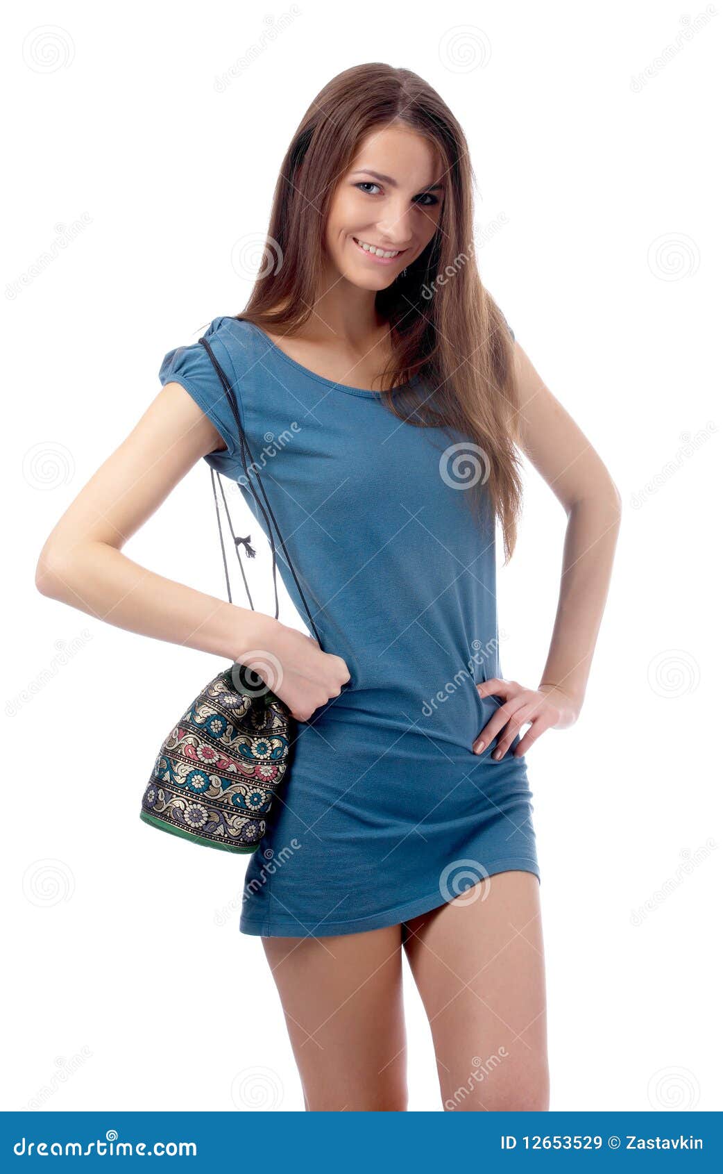 Model in blue dress stock image. Image of fashion, beauty - 12653529