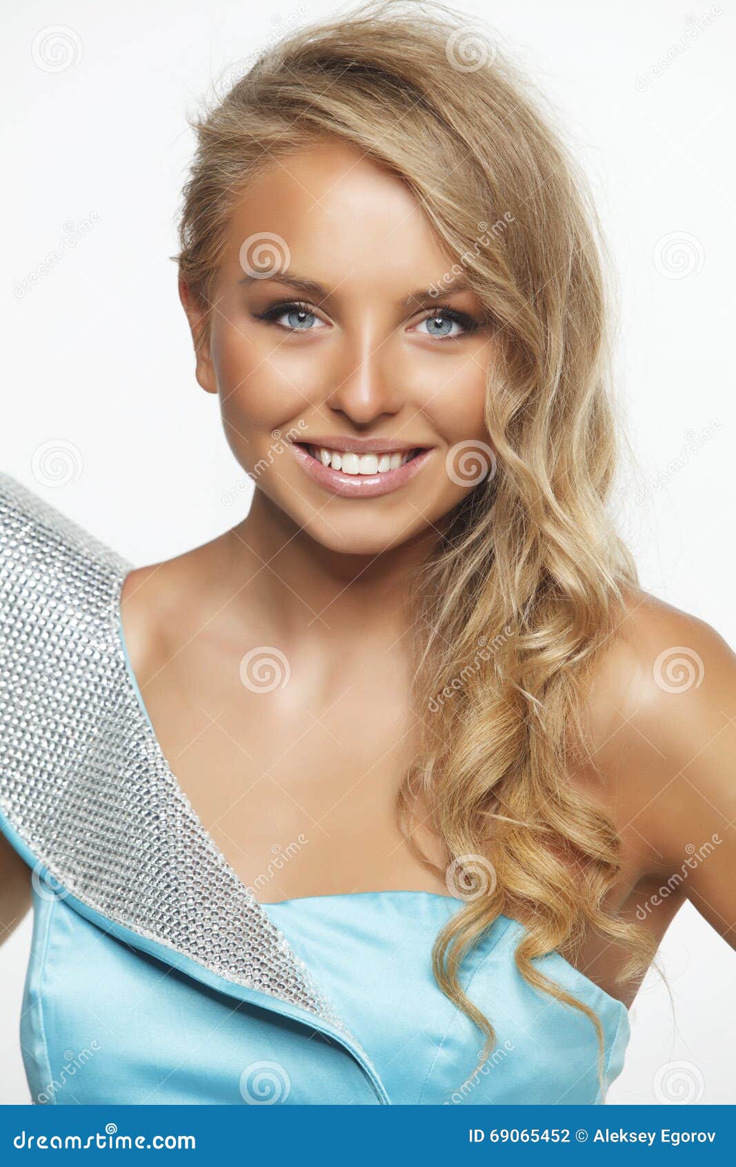 Model in a blue dress stock photo. Image of glamour, vertical - 69065452