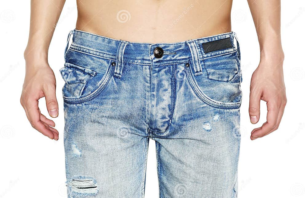 Model in blue jeans stock image. Image of nudity, bare - 24698877