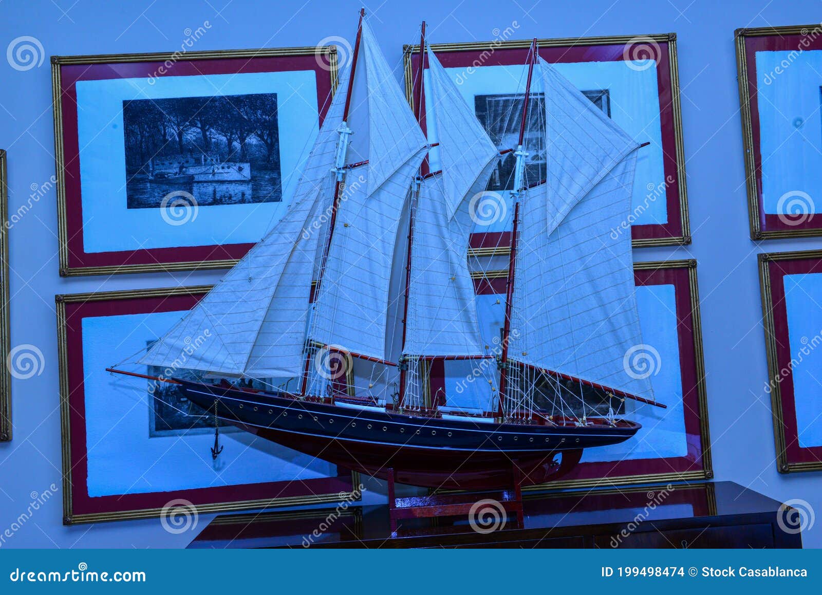 Model Boat with Sails. Antique Boat in the Museum Editorial Stock Image ...