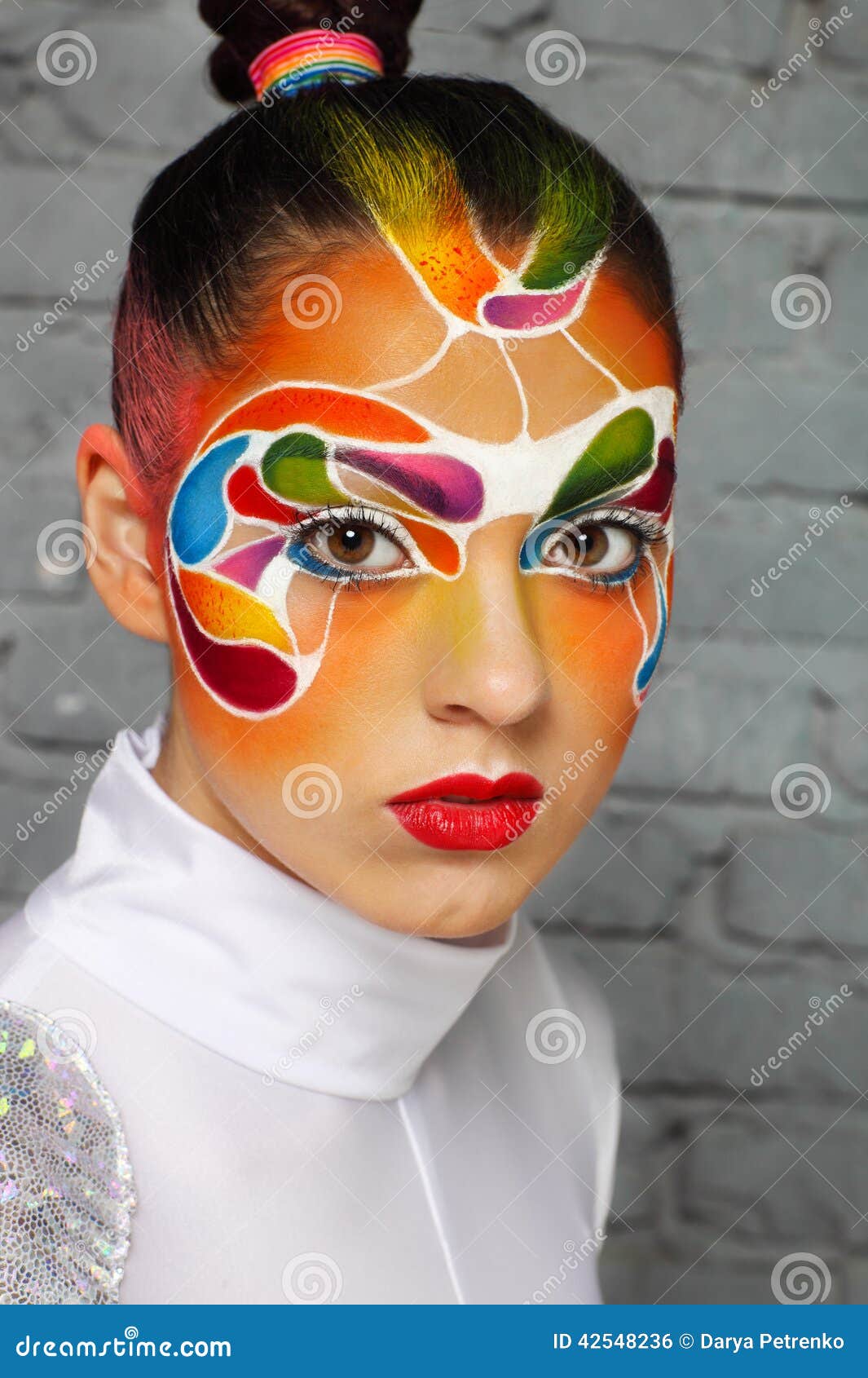 Model with Bright Creative Make Up Stock Photo - Image of body, color ...