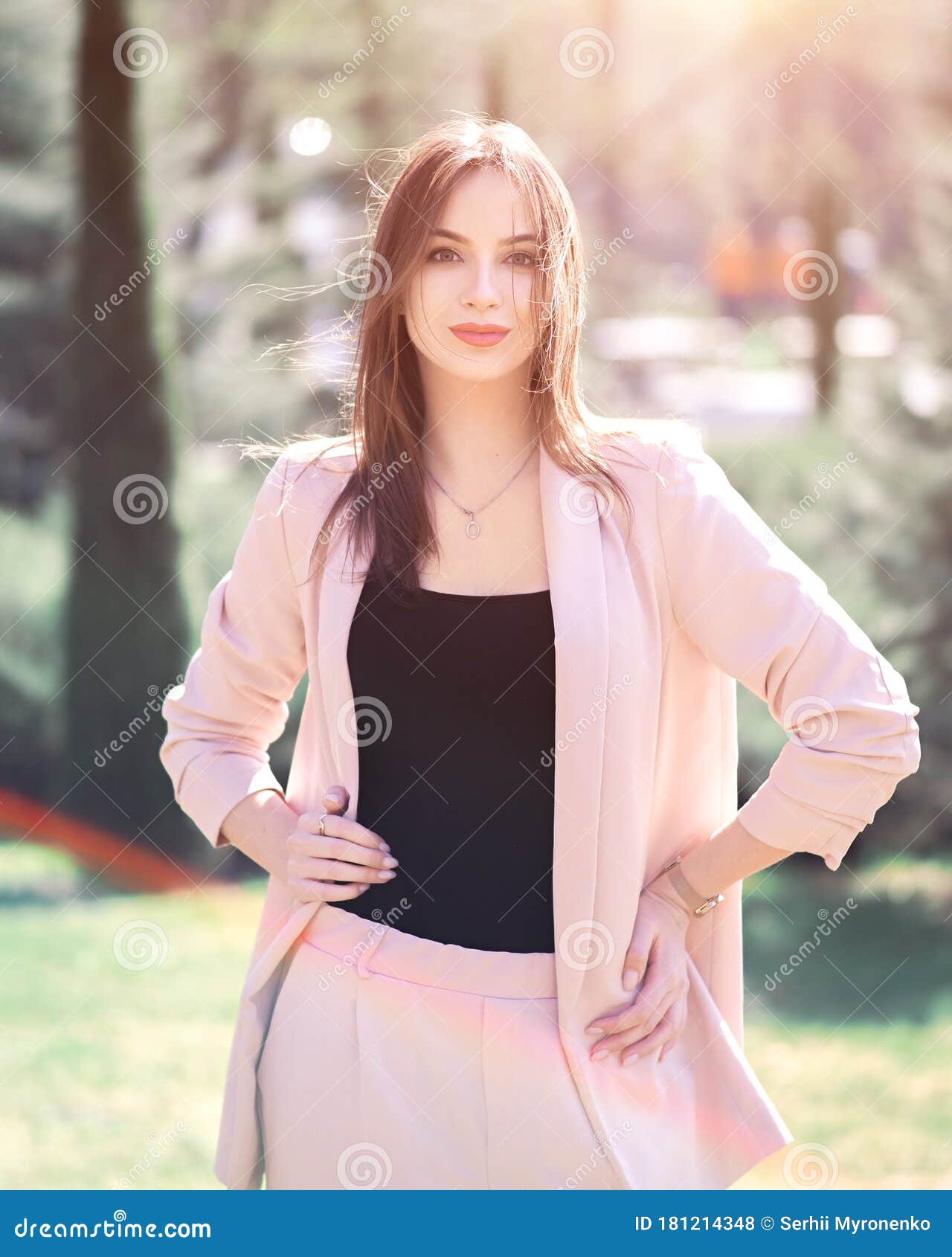Model Brunette Posing at the Sunny Park Stock Photo - Image of female ...