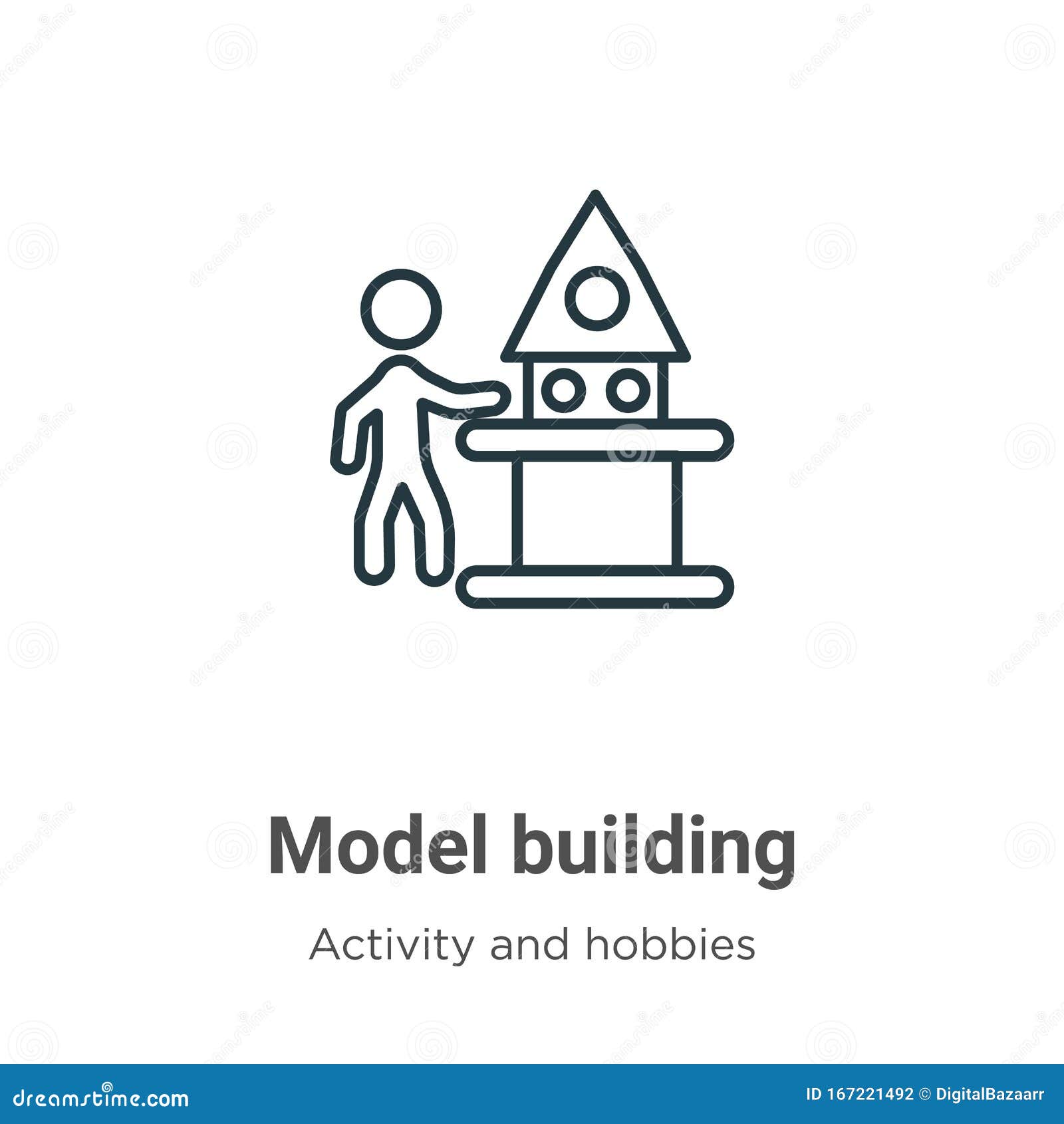 Model Building Outline Vector Icon. Thin Line Black Model Building Icon ...