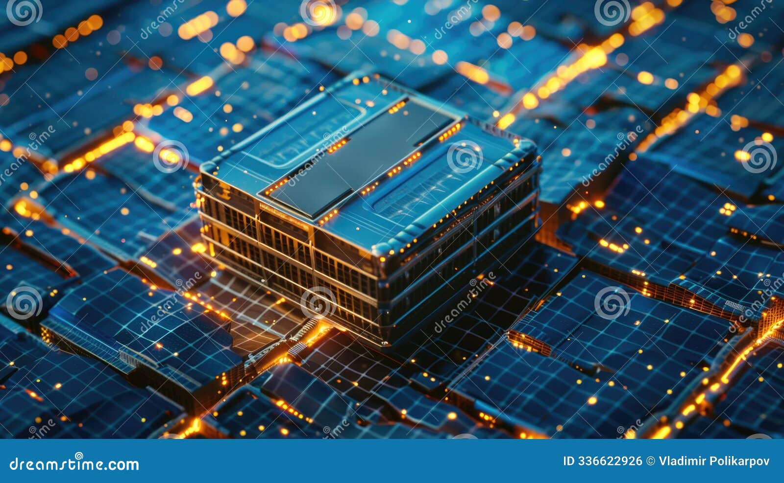 A Model of a Building Sits Atop a Grid, Providing a Visual ...