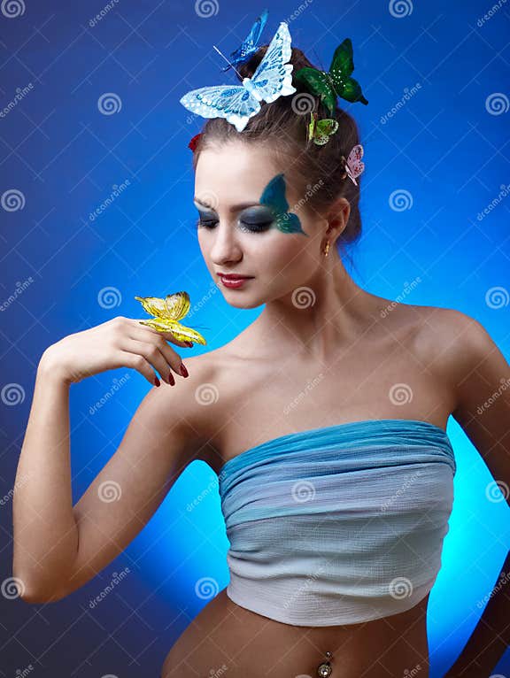 Model with Butterfly Bodyart Stock Photo - Image of female, beautiful ...