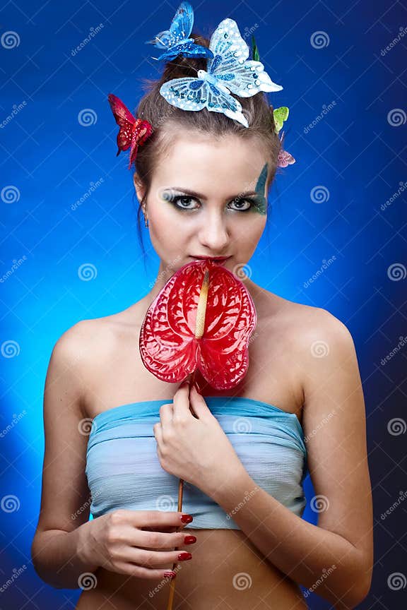 Model with Butterfly Bodyart Stock Photo - Image of flower, sensuality ...