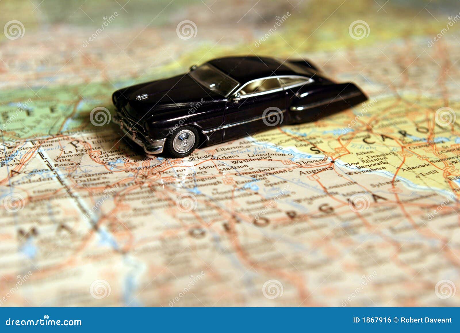 Model Car on Map stock photo. Image of automobile, travel - 1867916