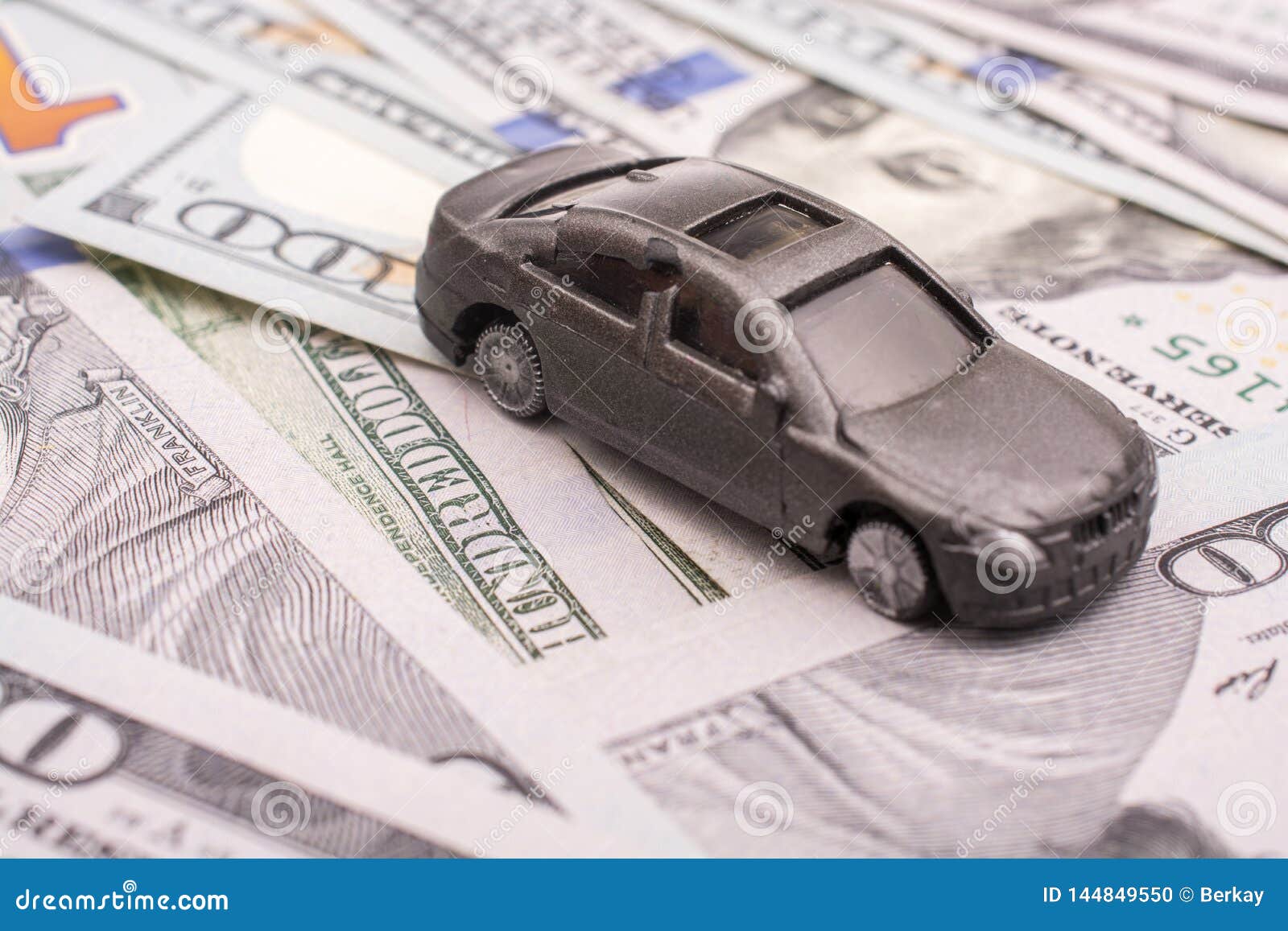 Model Car Placed US Dollar Banknotes Stock Photo - Image of finance ...