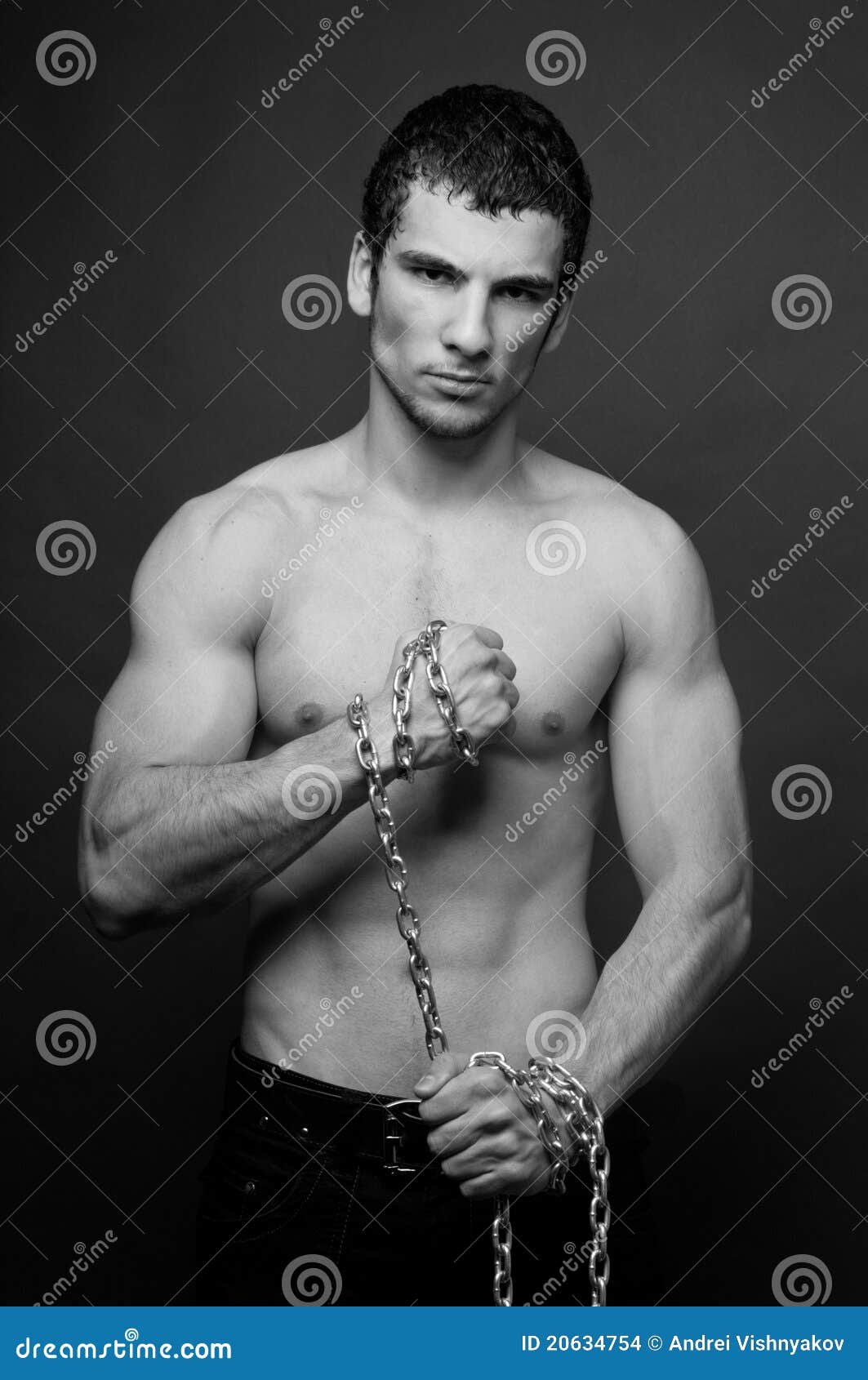 Model with chains stock photo. Image of biceps, tummy - 20634754